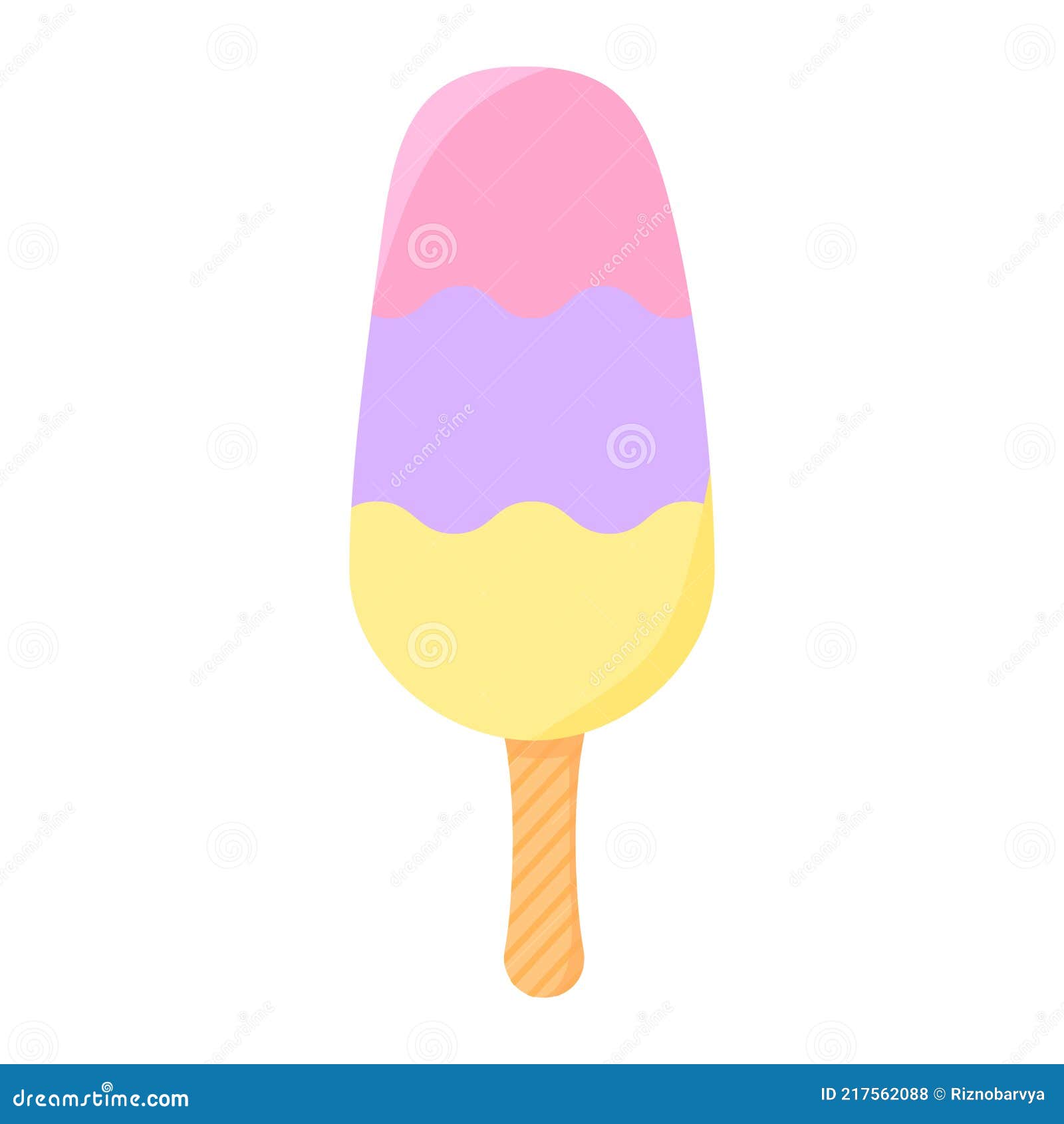 Tricolor Ice Cream with Wavy Stripes Stock Vector - Illustration of ...
