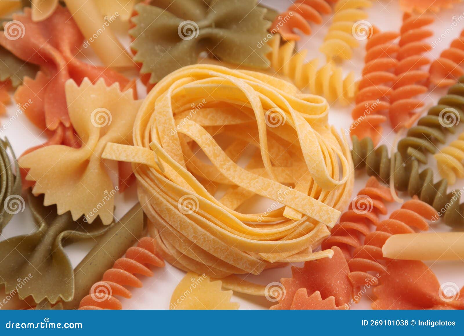 Tricolor Macaroni of Different Types Stock Photo - Image of delicious ...