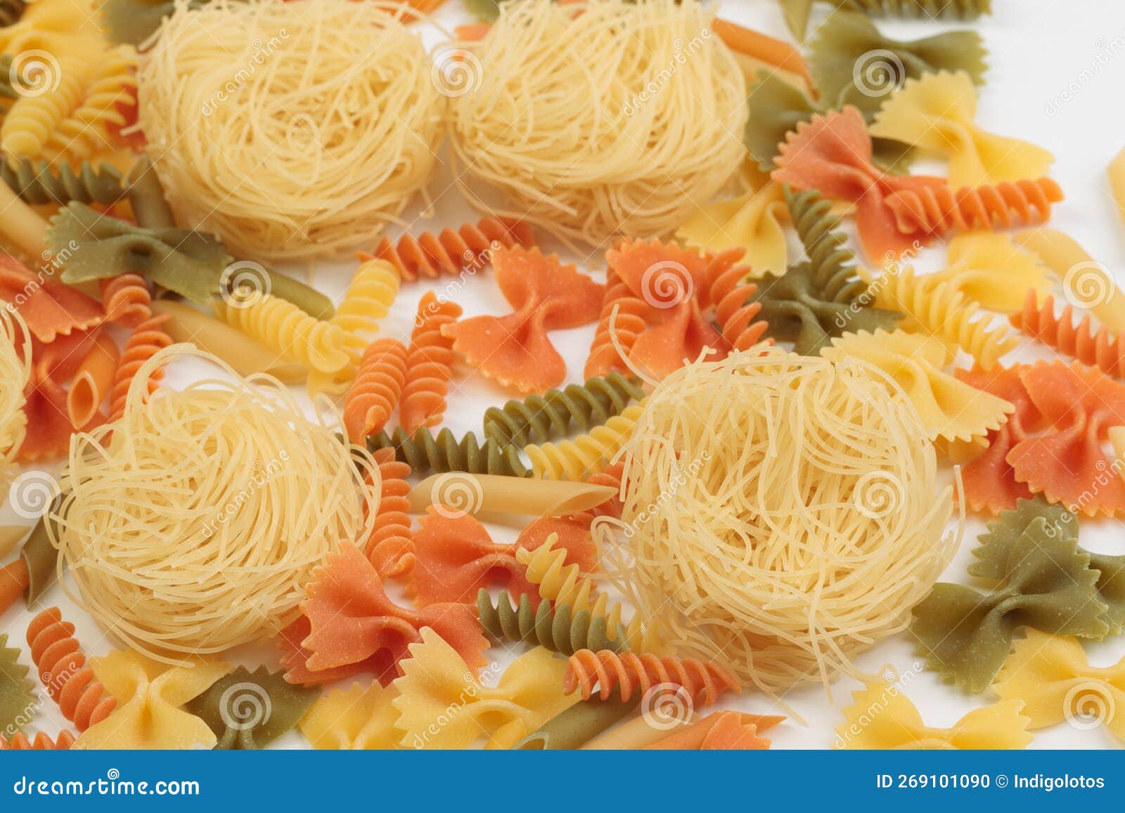 Tricolor Macaroni of Different Types Stock Photo - Image of kitchen ...