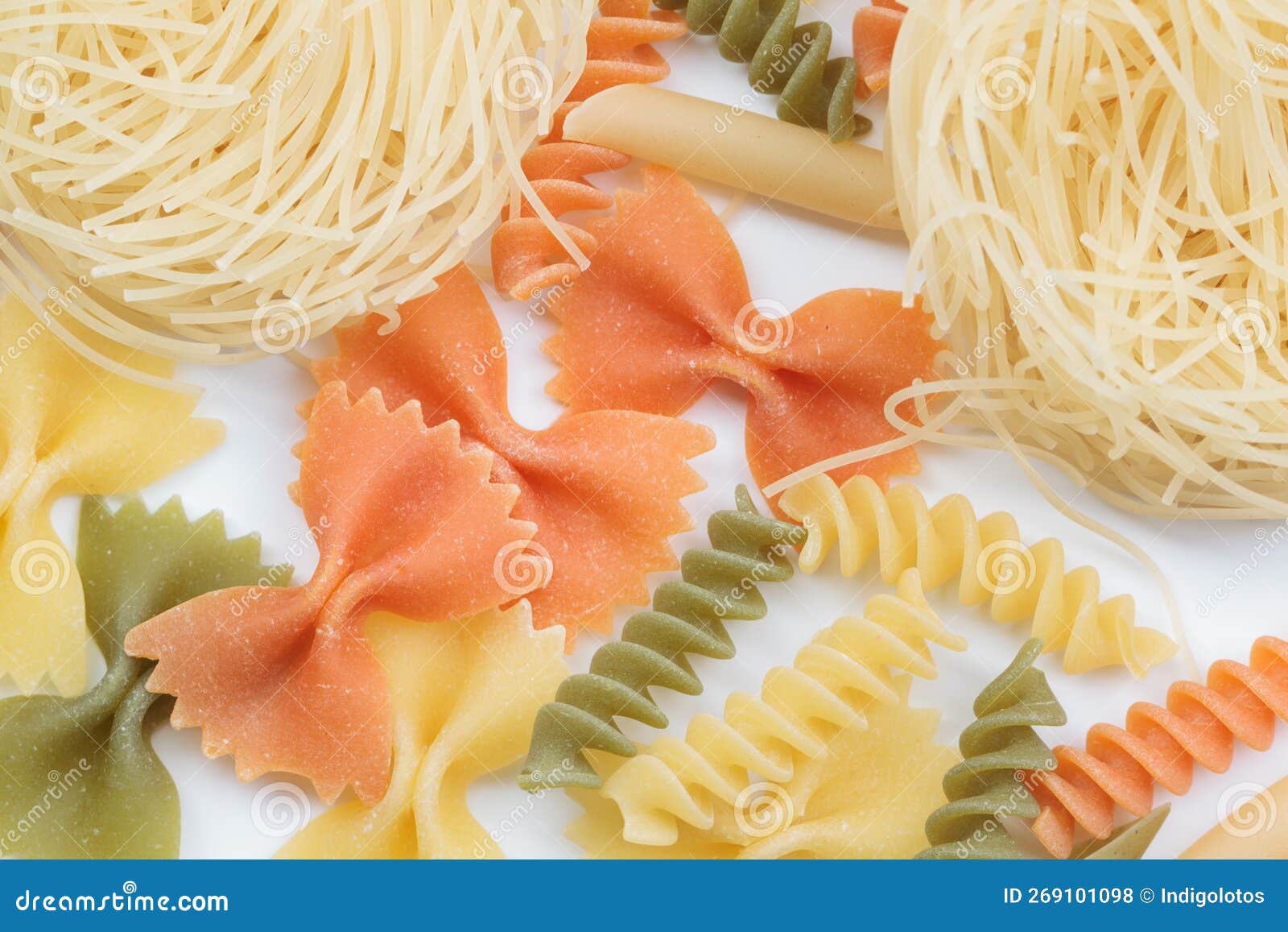 Tricolor Macaroni of Different Types Stock Photo - Image of colored ...