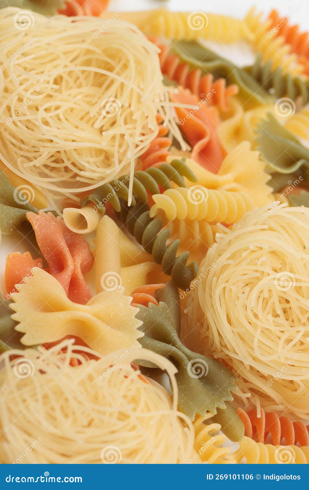 Tricolor Macaroni of Different Types Stock Photo - Image of diet, macro ...