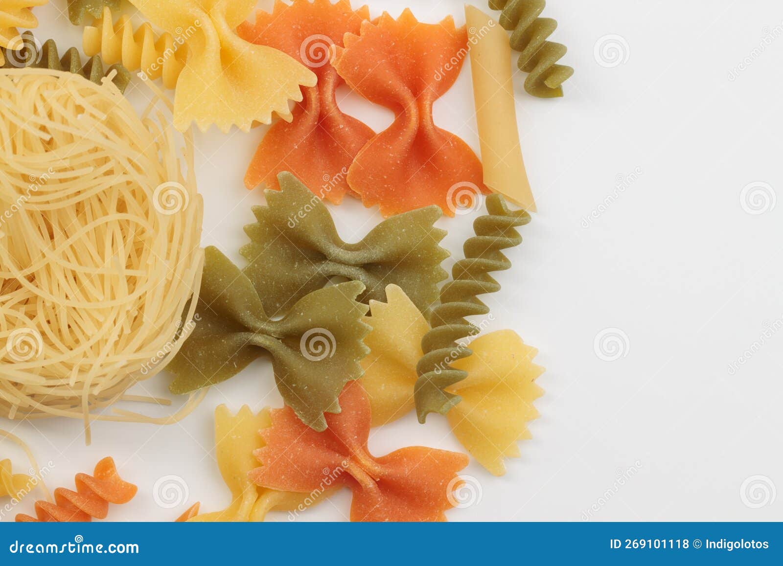 Tricolor Macaroni of Different Types Stock Photo - Image of delicious ...