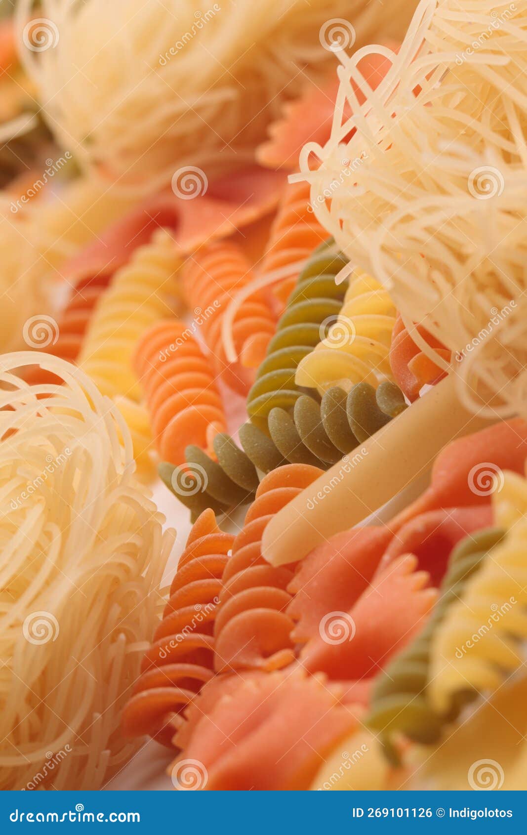 Tricolor Macaroni of Different Types Stock Photo - Image of gourmet ...