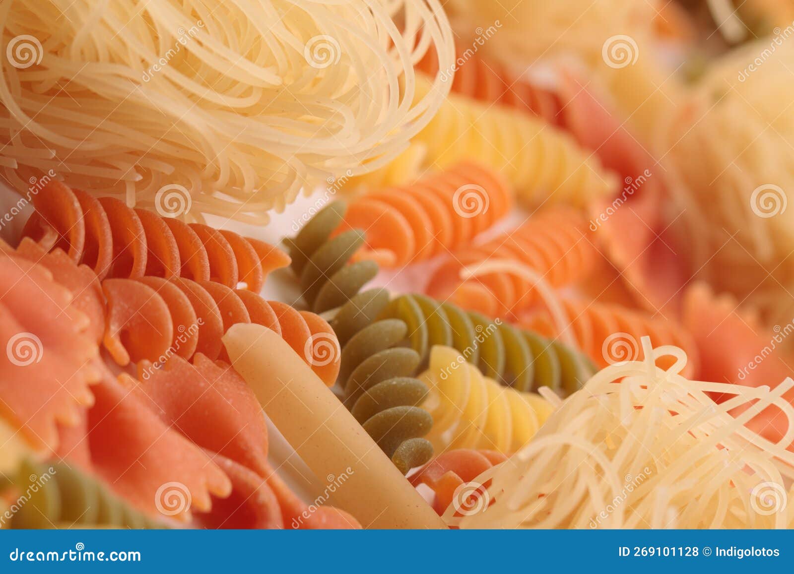 Tricolor Macaroni of Different Types Stock Photo - Image of group, food ...