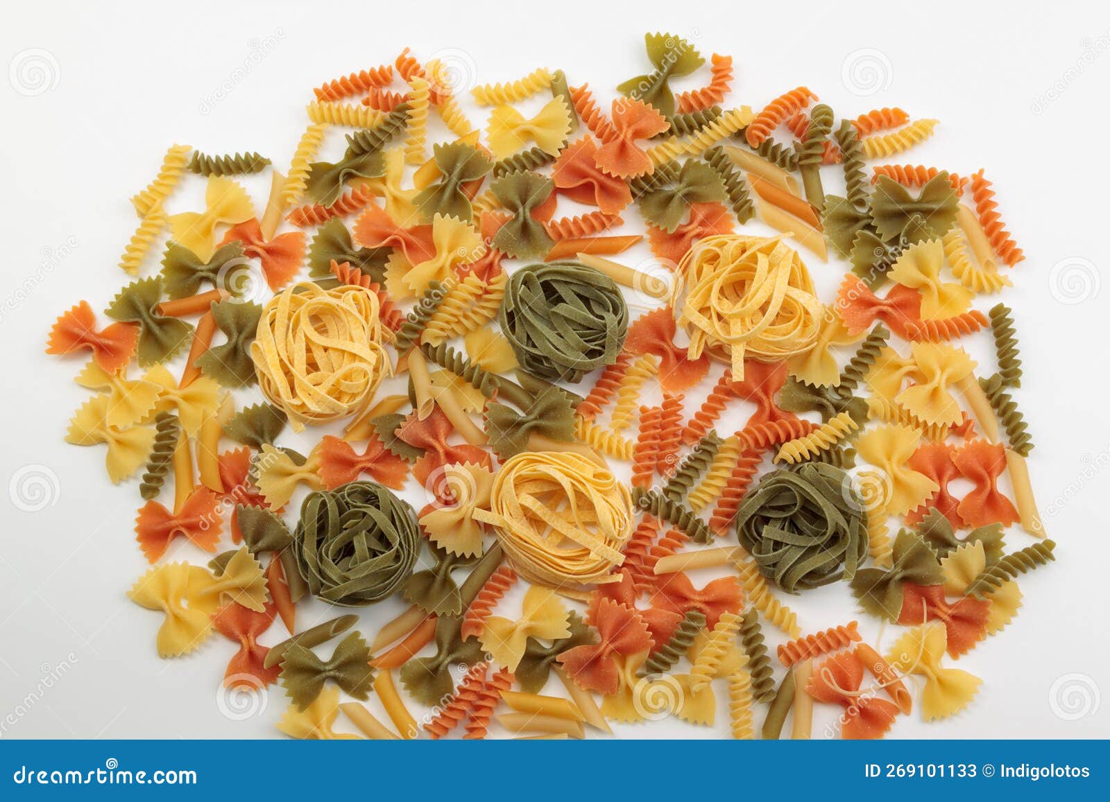 Tricolor Macaroni of Different Types Stock Image - Image of colored ...