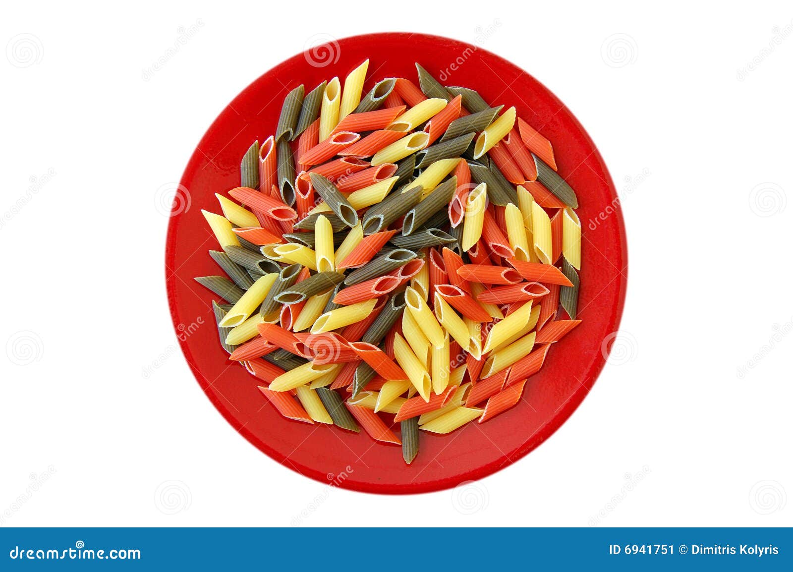 Tricolor penne pasta stock image. Image of dish, nutrition - 6941751
