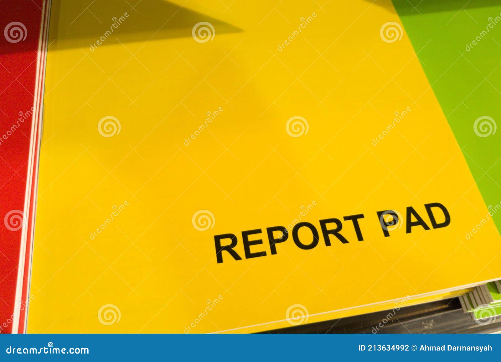 Tricolor Report Pad Stacked Up Stock Photo - Image of stationery ...