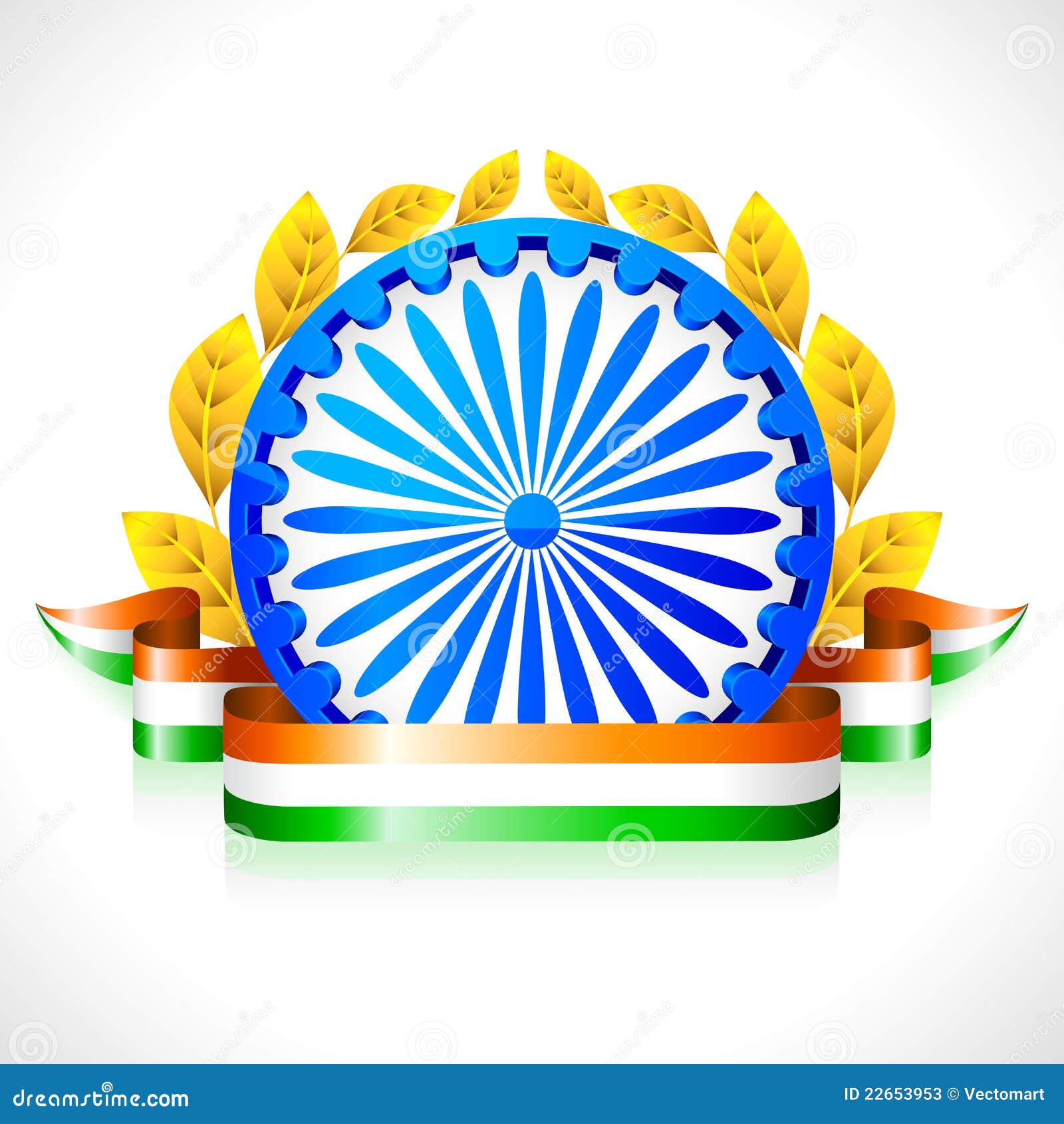 Tricolor Ribbon with Ashok Wheel Stock Vector - Illustration of ...