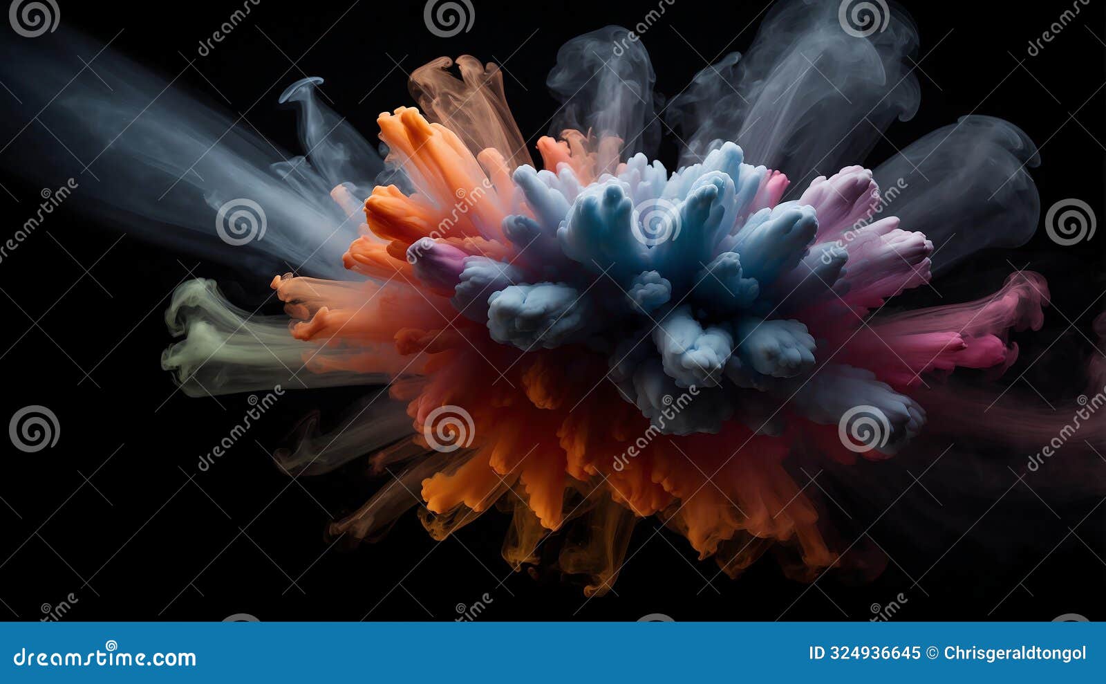 Tricolor Smoke Center Radial Explosion Isolated In Gol Ai Generated ...