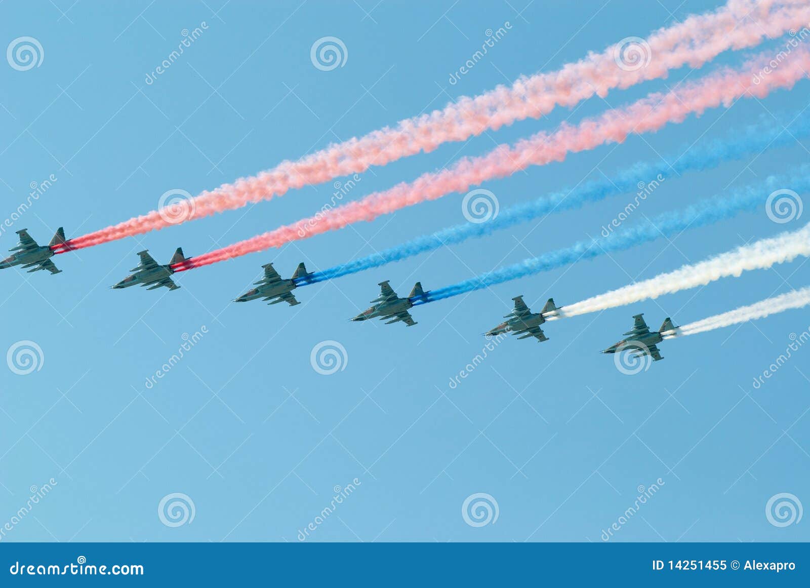 Tricolor Traces of the 6 Planes on the Sky Editorial Image - Image of ...