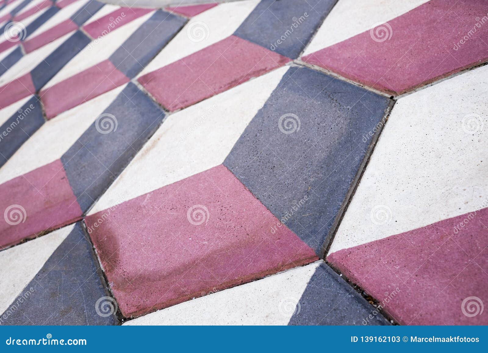 Tricolored Tiles in a Square in Villa De Valverde Stock Image - Image ...