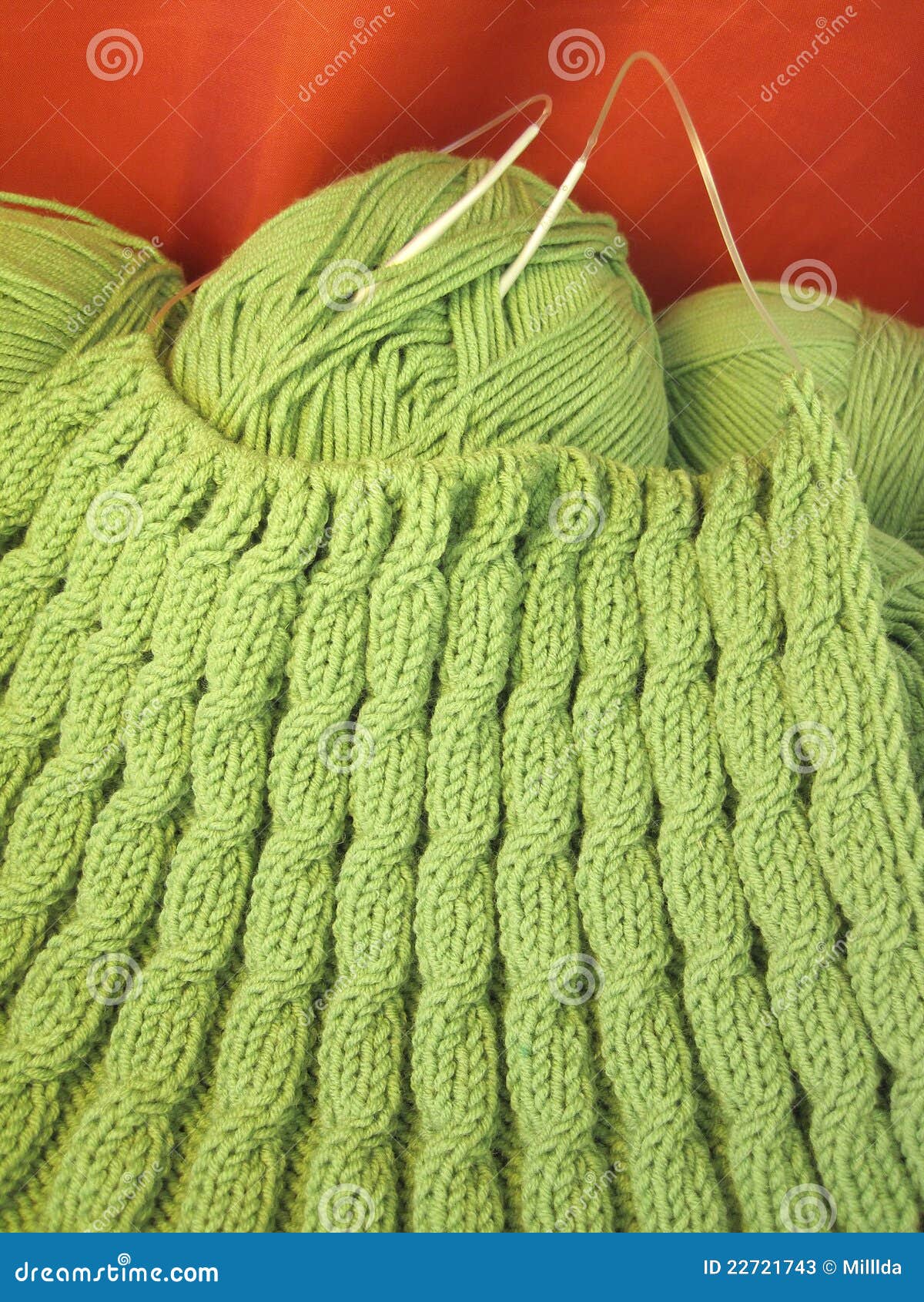 Tricotage vert image stock. Image du main, filé, effectué - 22721743