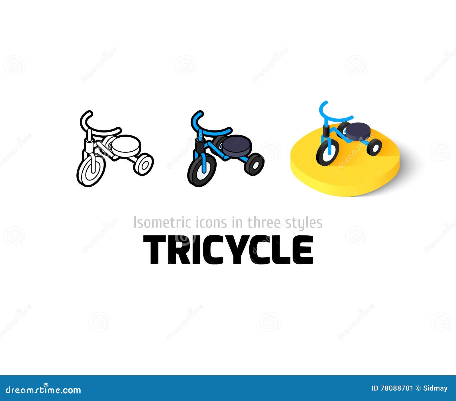 Tricycle Icon in Different Style Stock Vector - Illustration of button ...