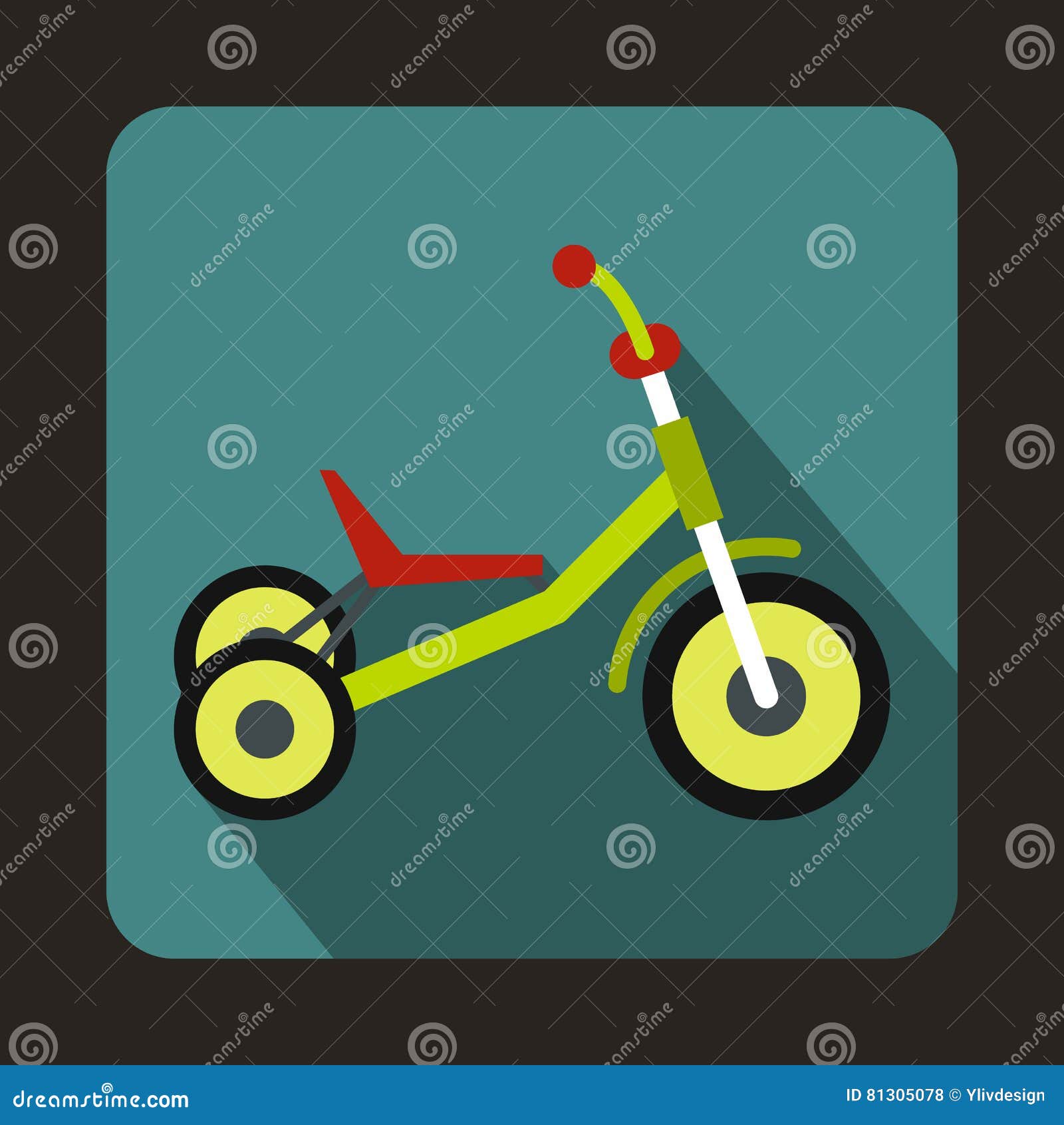 Tricycle icon, flat style stock vector. Illustration of cute - 81305078