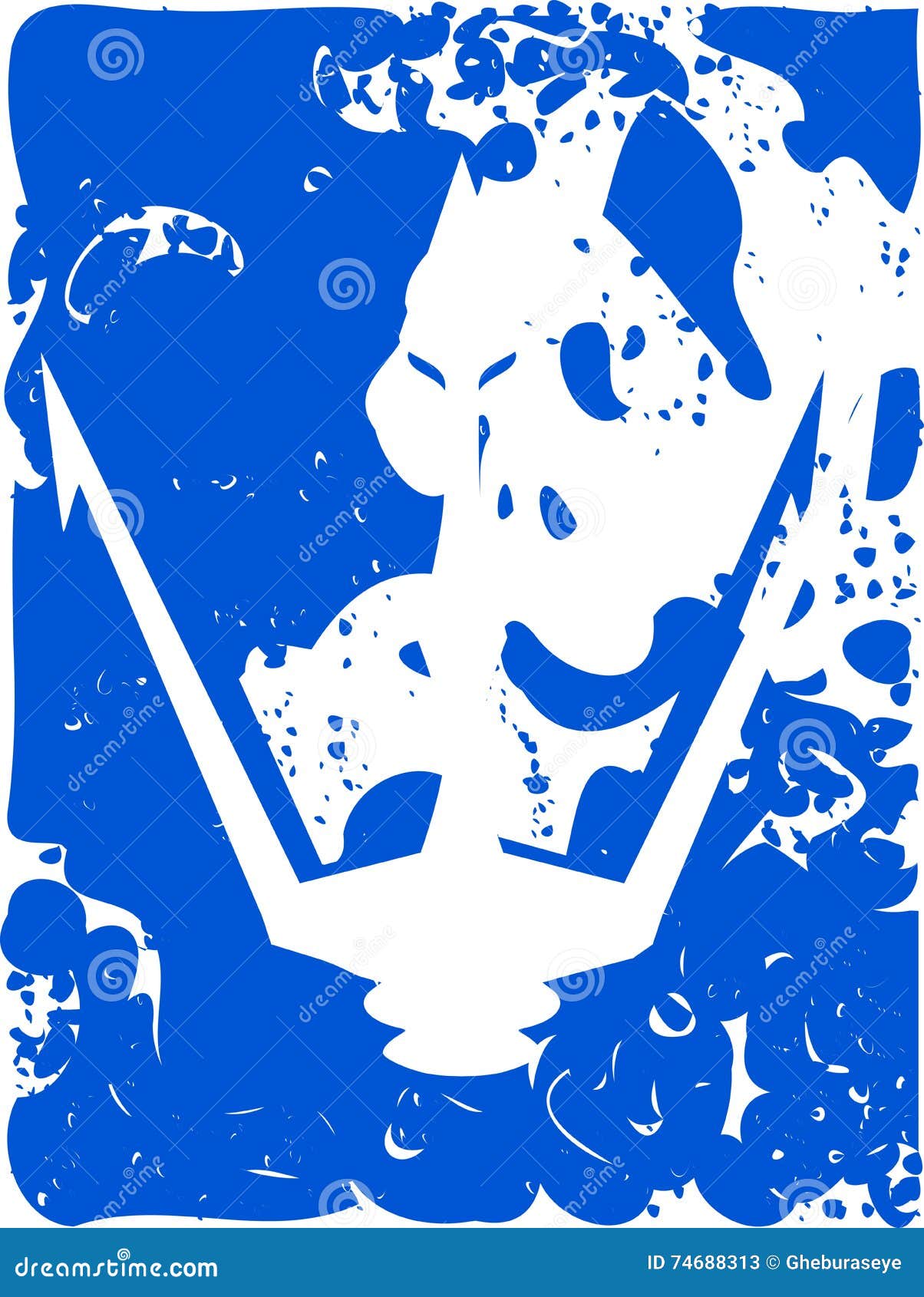 Trident on blue background stock vector. Illustration of neptune - 74688313