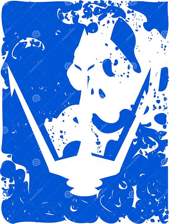 Trident on blue background stock vector. Illustration of neptune - 74688313