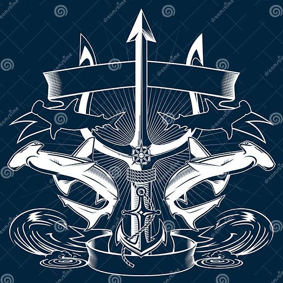 Trident Crest stock vector. Illustration of crest, anchor - 25863164