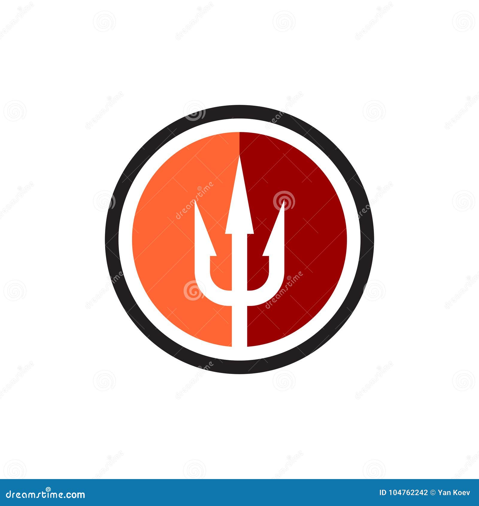 Trident Flat Style Logo in a Round Linear Border Stock Vector ...