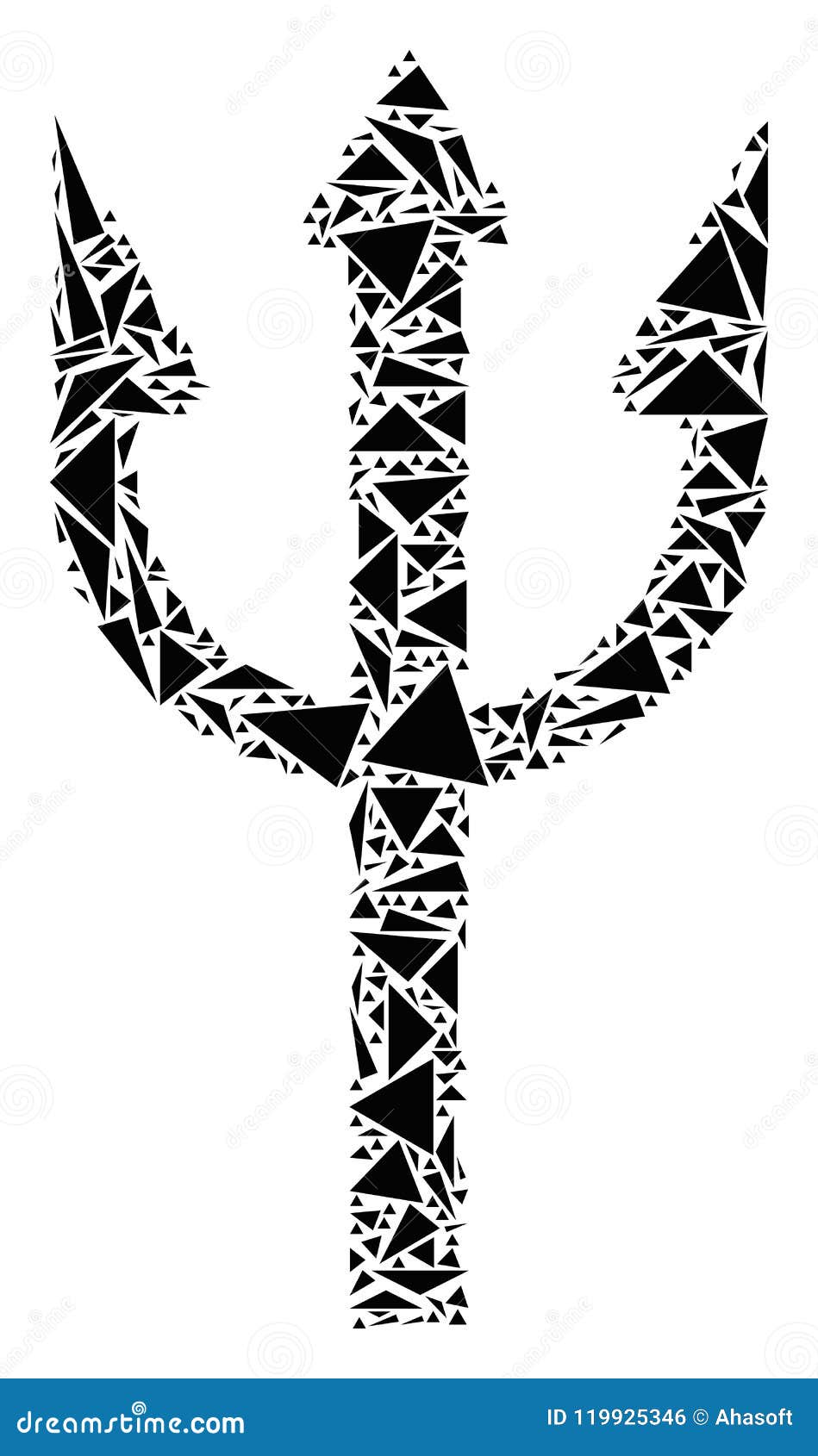Trident Fork Collage Of Triangles Vector Illustration | CartoonDealer ...