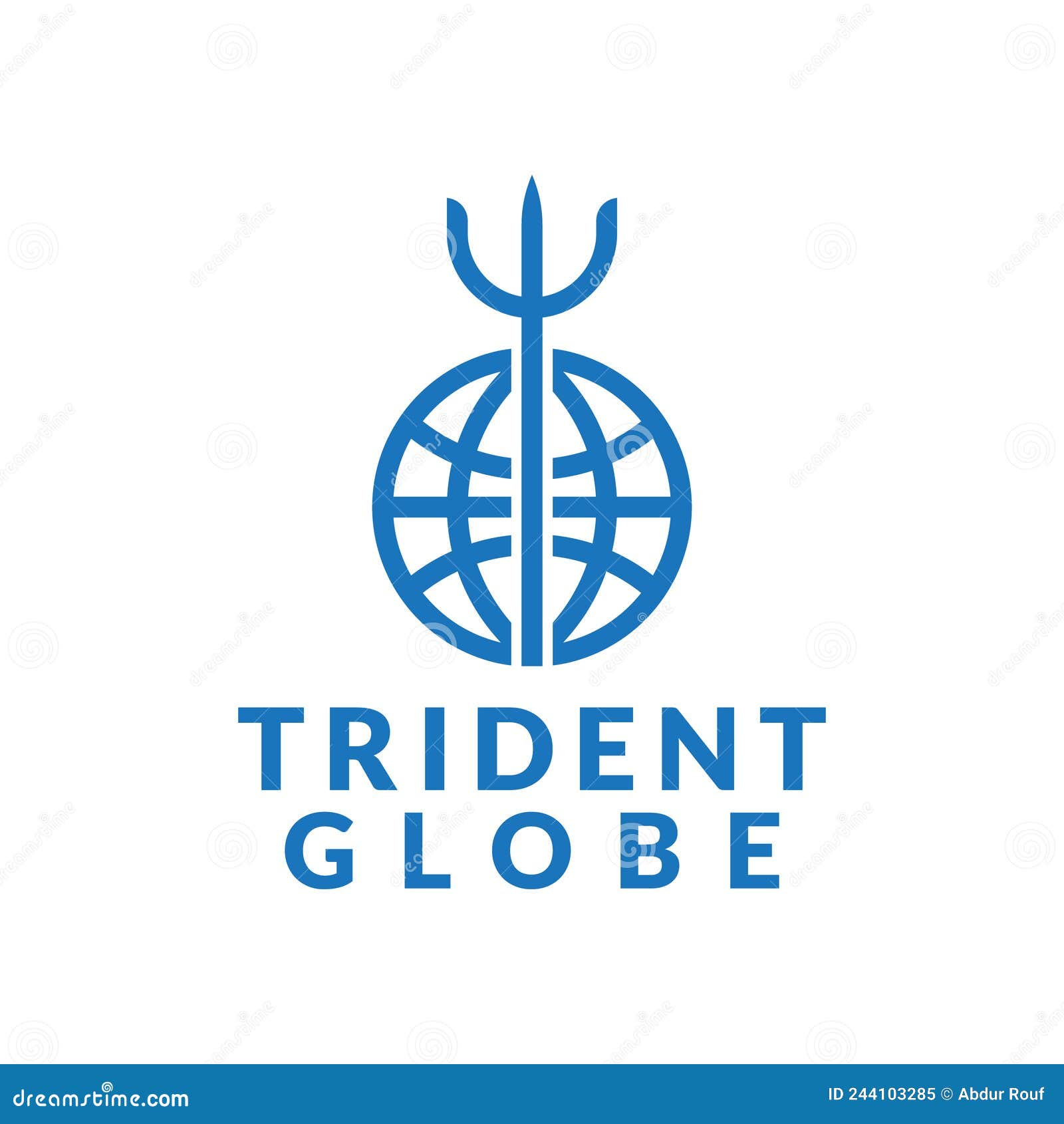 Trident and Globe Logo Design Stock Vector - Illustration of black ...