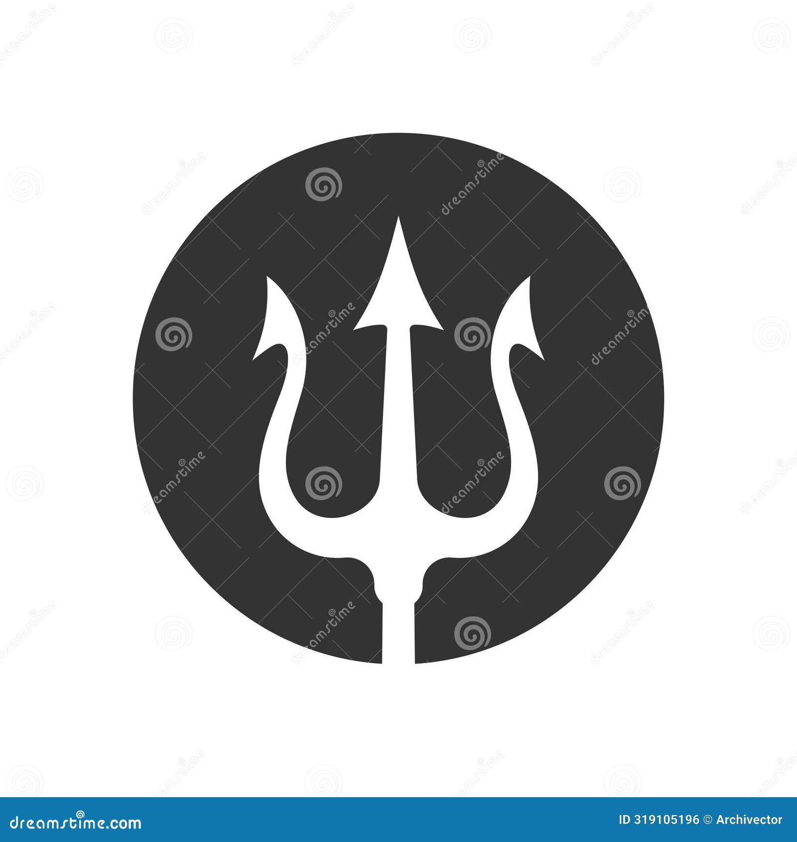 Trident Poseidon Sign in the Circle Stock Vector - Illustration of spear, neptune: 319105196
