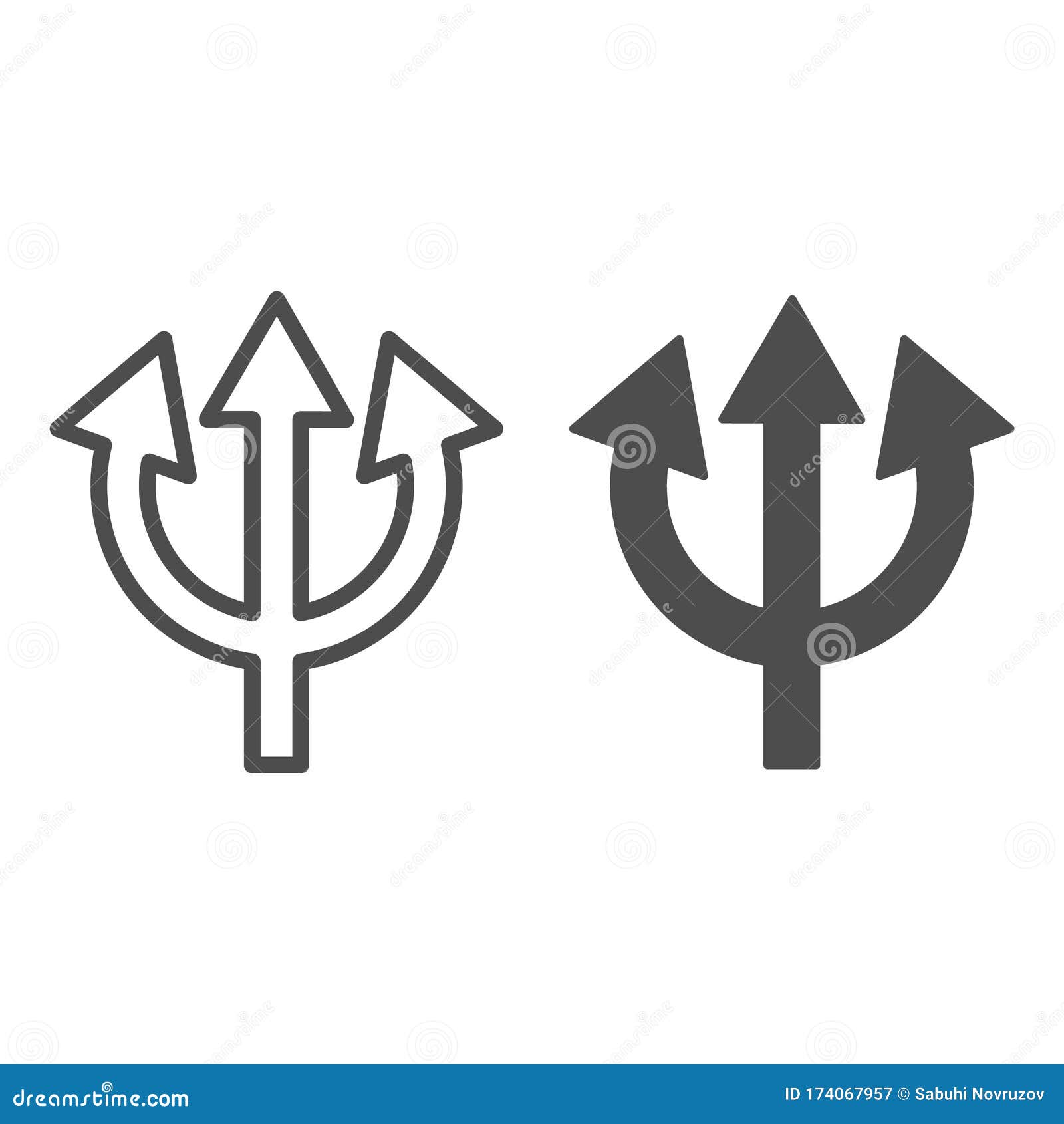 Trident Line and Solid Icon. Devil Pitchfork Evil Fork Sign. Halloween ...