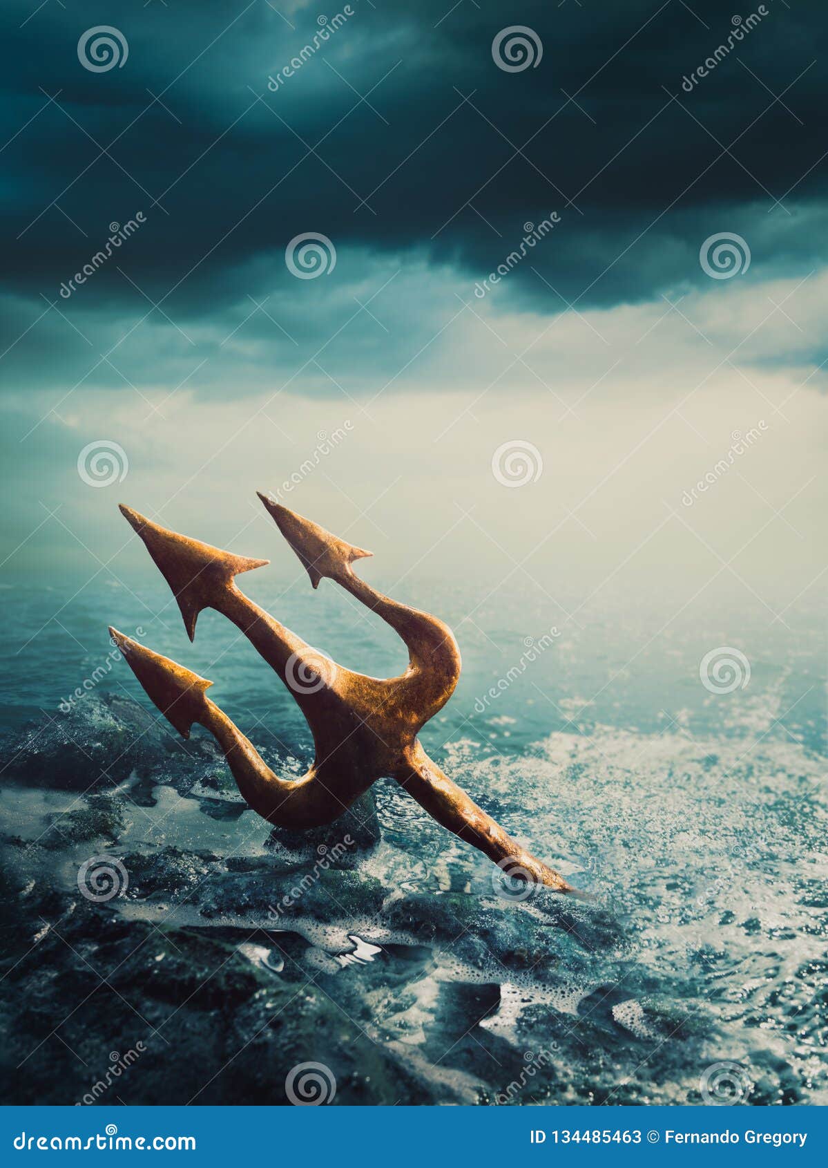 Trident of Poseidon Lost at Sea Stock Image - Image of vintage, metal ...