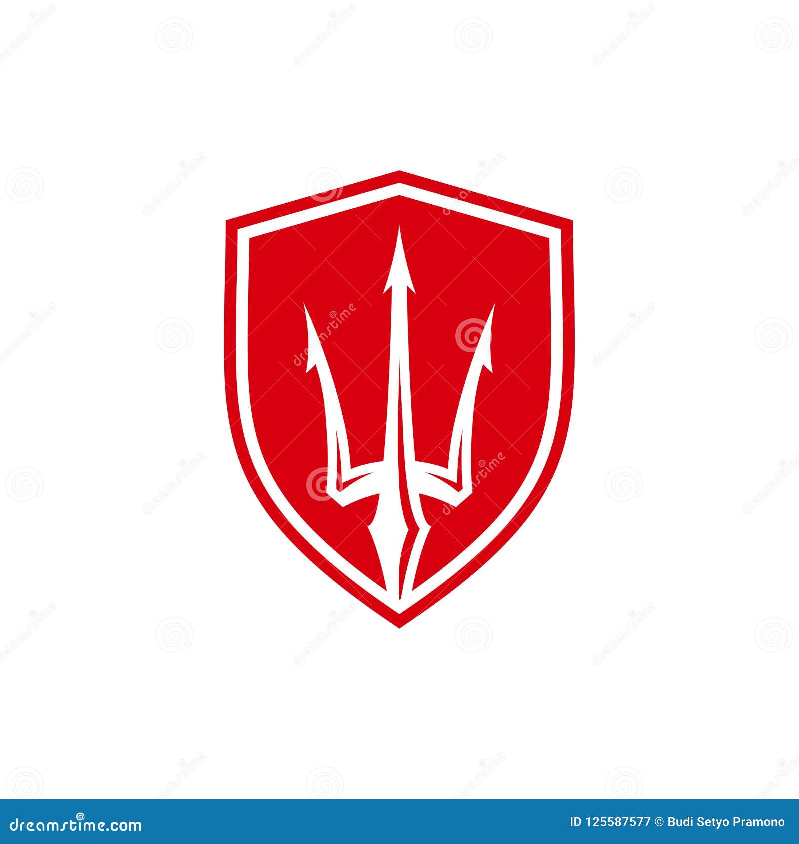 Trident with Shield Logo Design Stock Illustration - Illustration of ...