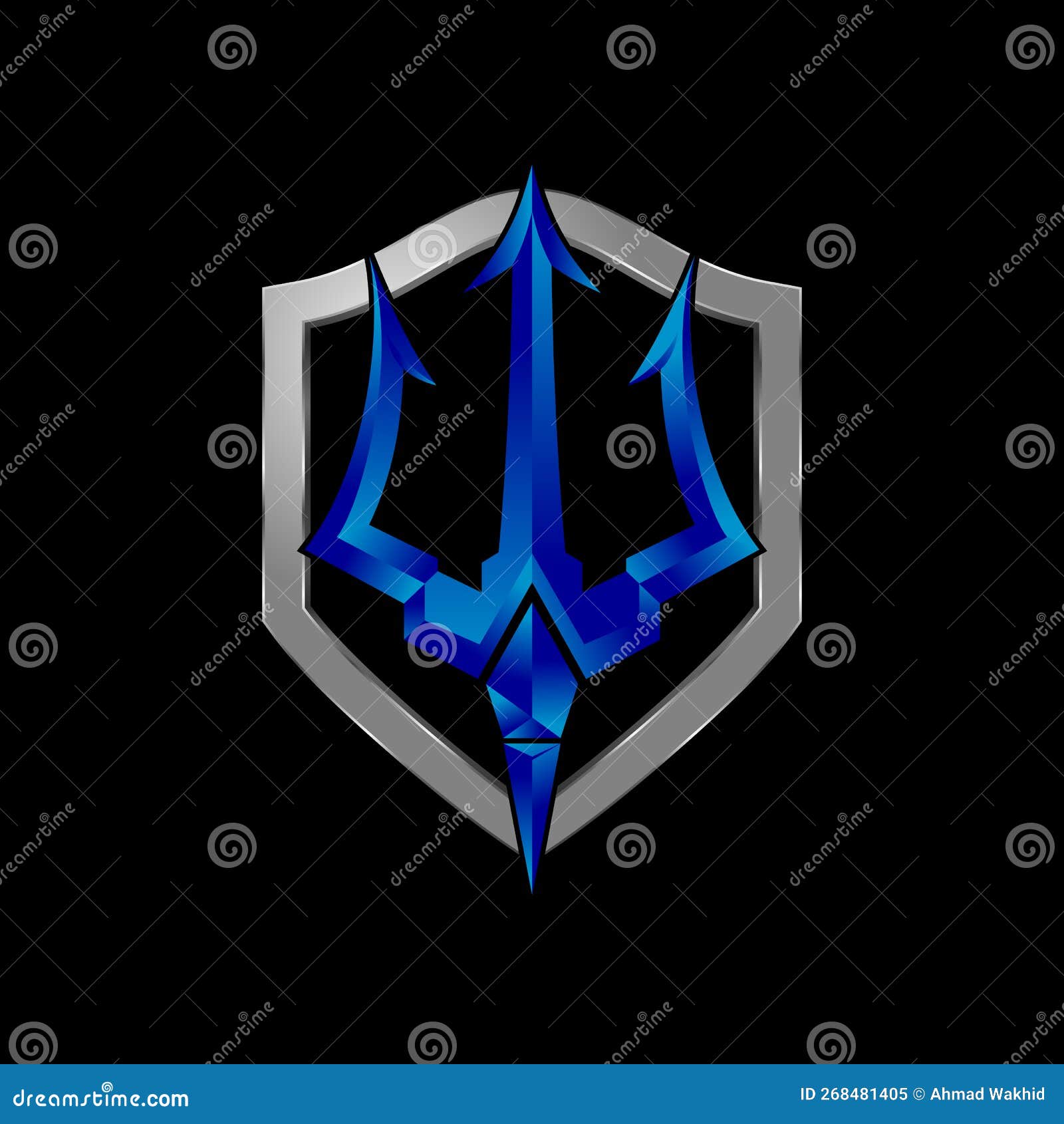 Trident Shield Logo Design Metallic Stock Illustration - Illustration ...