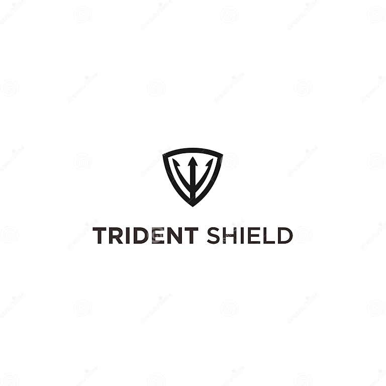 Trident and Shield Logo stock vector. Illustration of drawing - 251092647