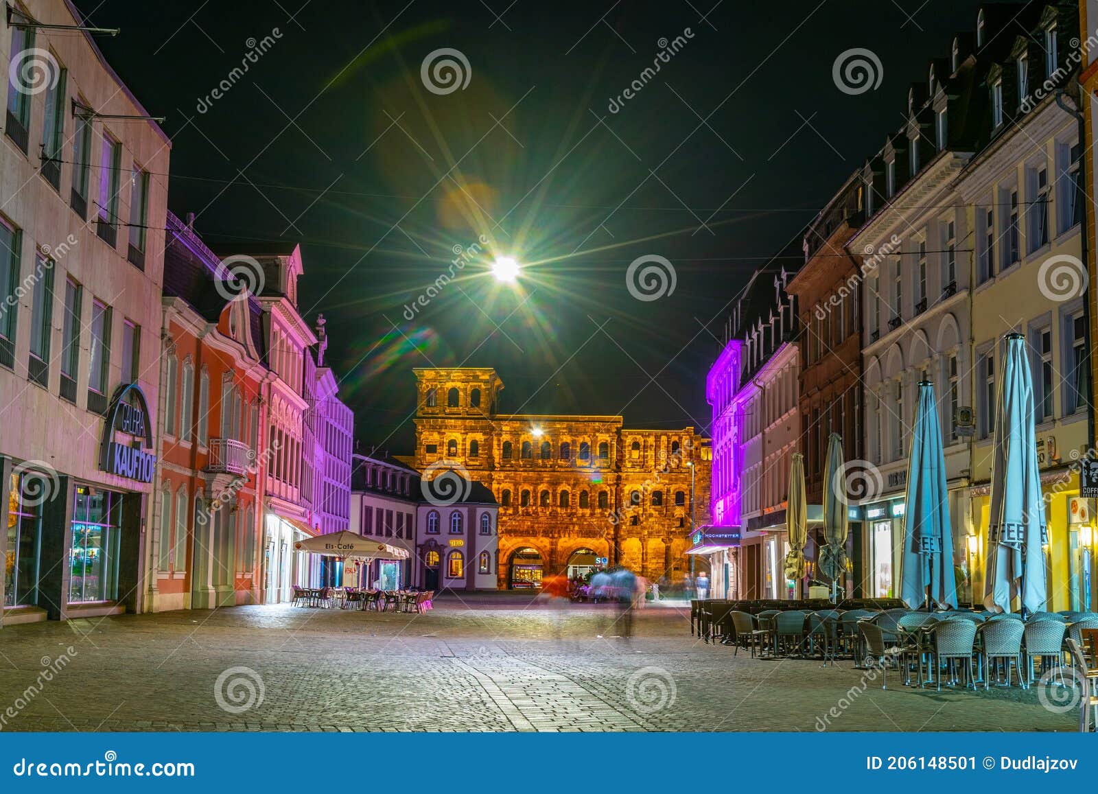 TRIER, GERMANY, AUGUST 14, 2018: Night View of Porta Negra in Trier ...