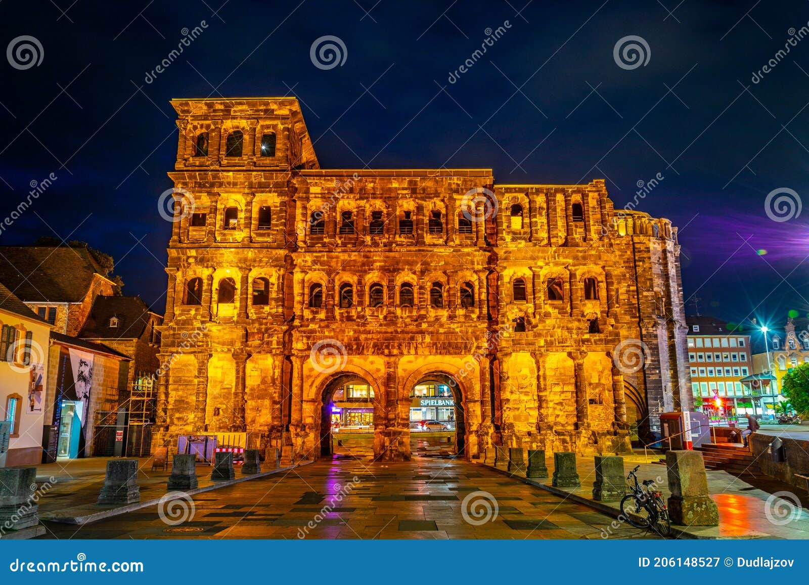TRIER, GERMANY, AUGUST 14, 2018: Night View of Porta Negra in Trier ...