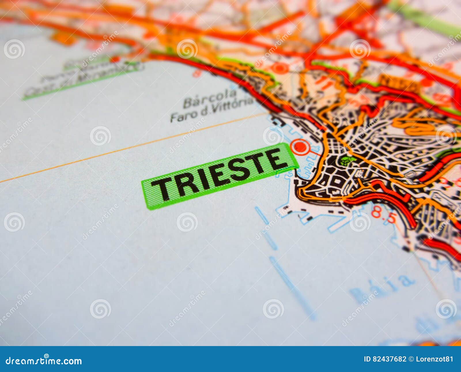 Trieste City Over a Road Map ITALY Stock Photo - Image of trieste ...