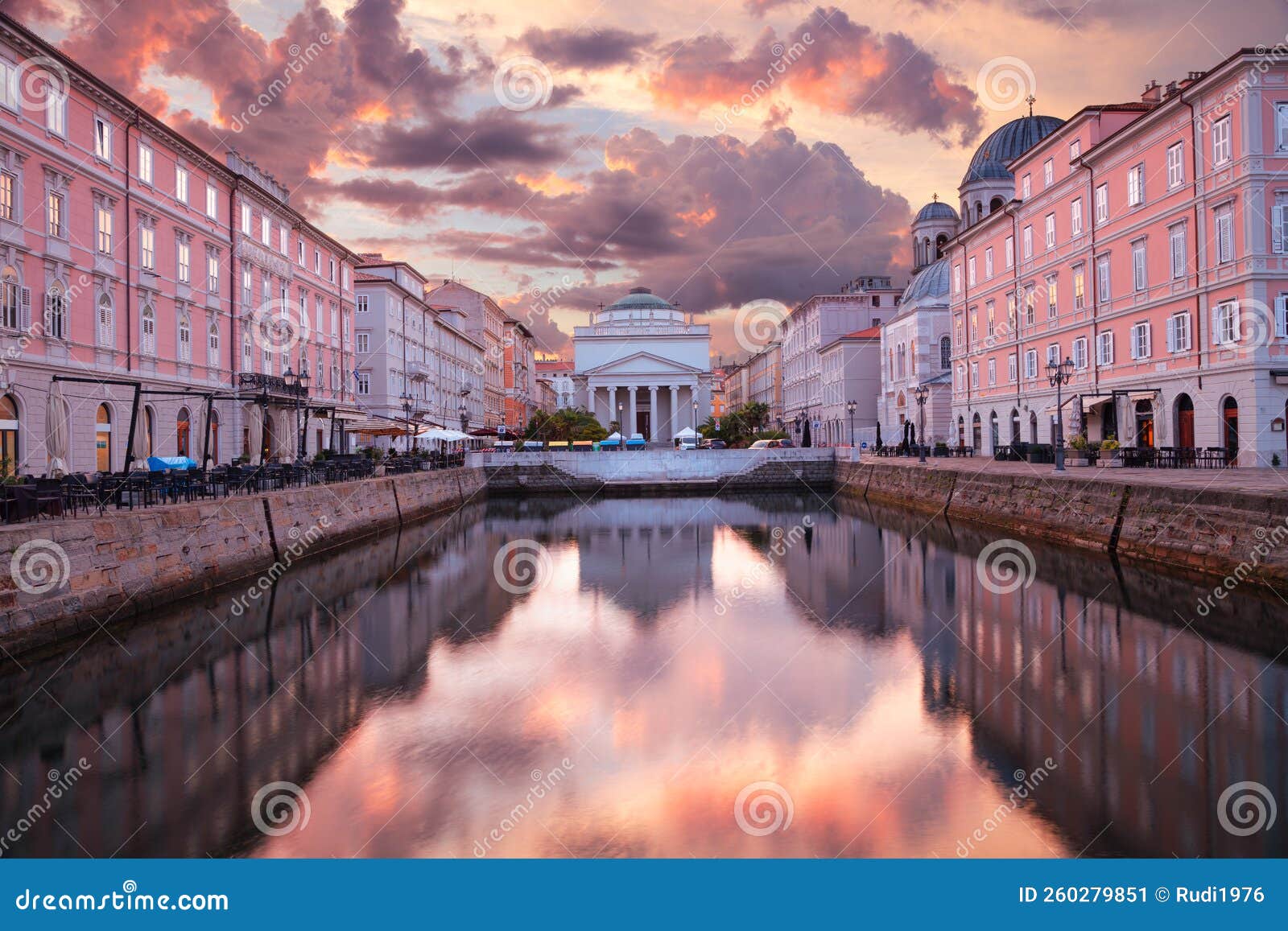 Trieste, Italy at Summer Sunrise. Stock Image - Image of city, history ...