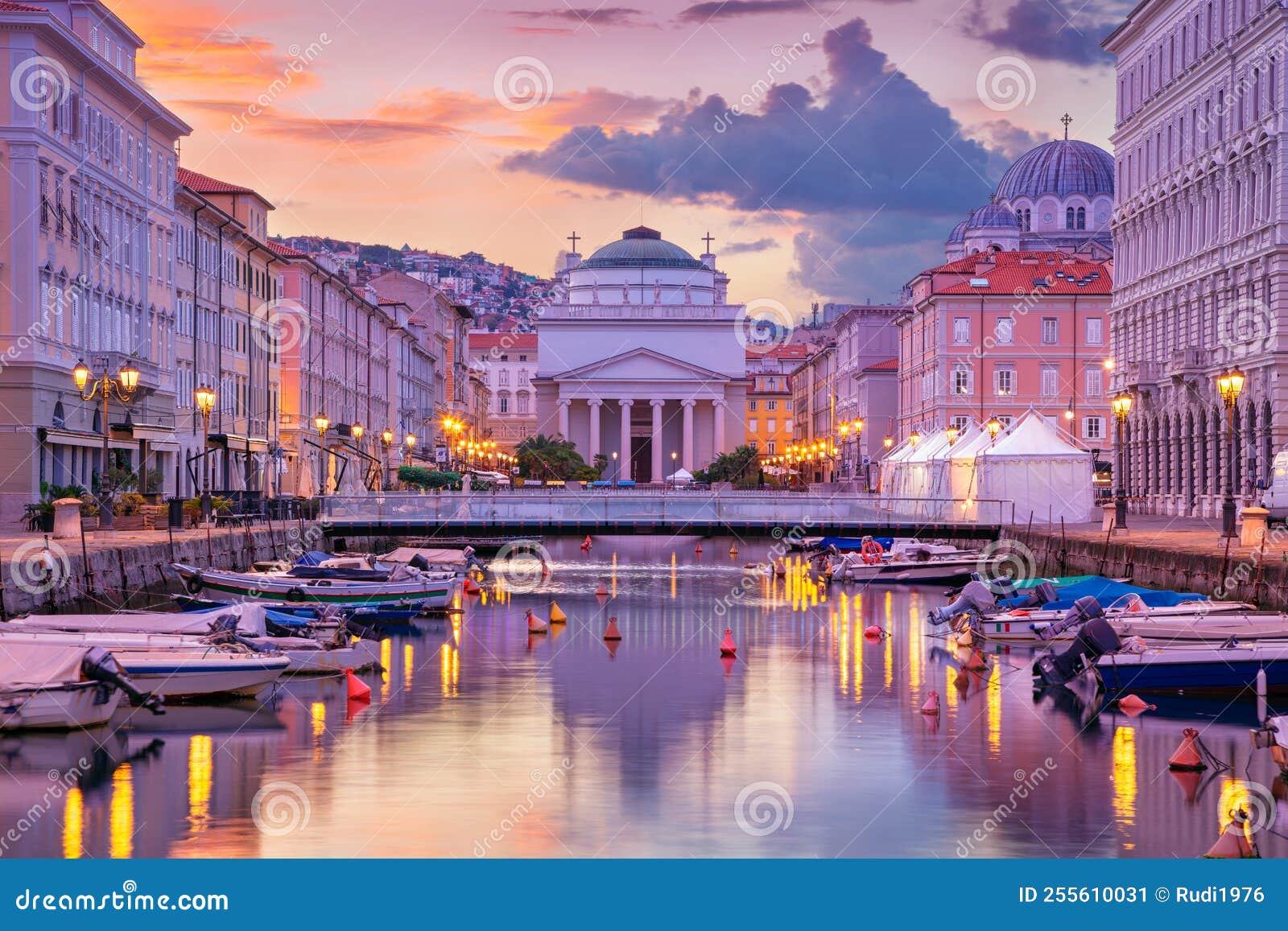 Trieste, Italy at sunrise. stock image. Image of 2022 - 255610031