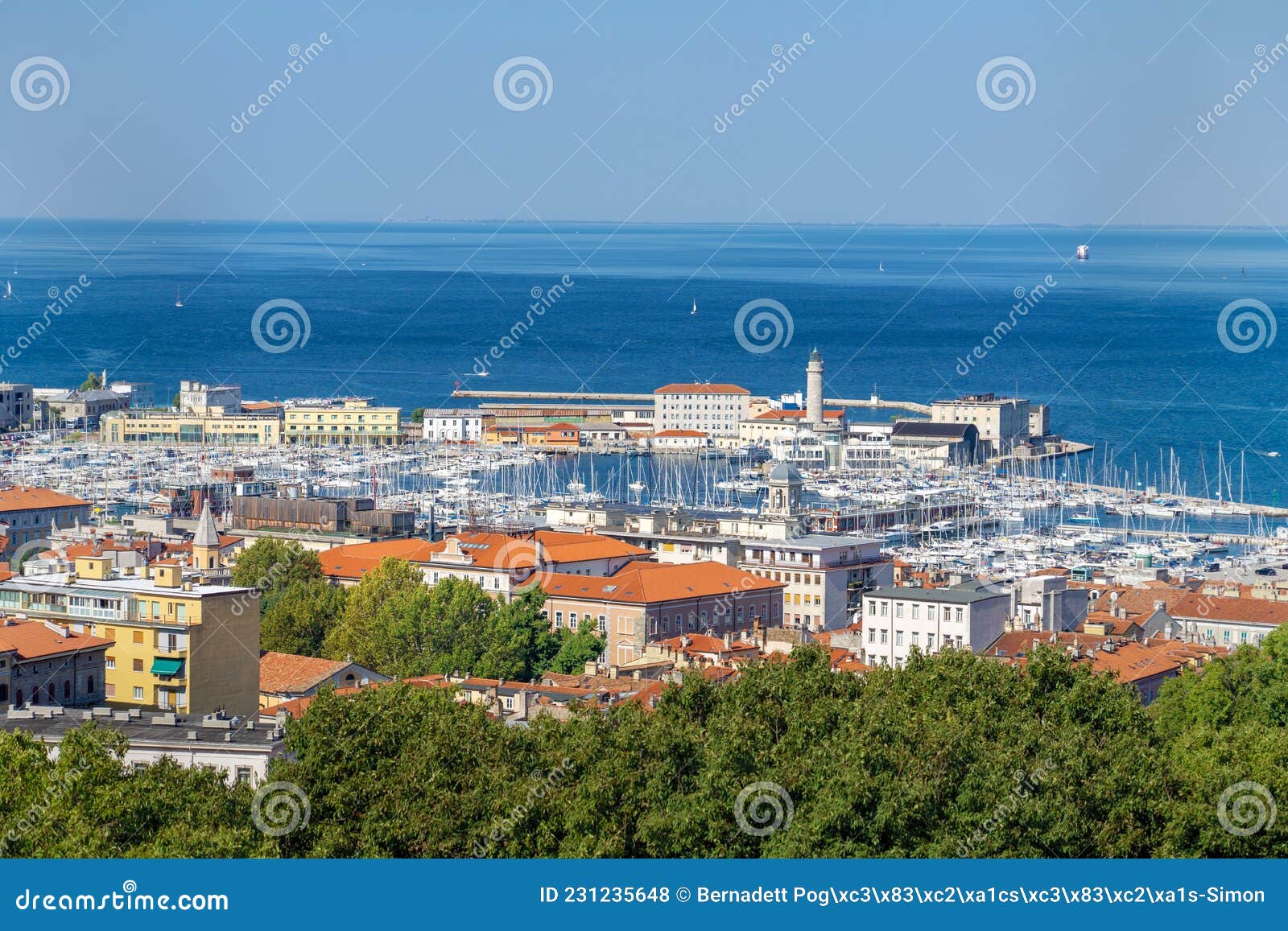 Trieste Marina Aerial View from Above with Lighthouse Stock Photo ...