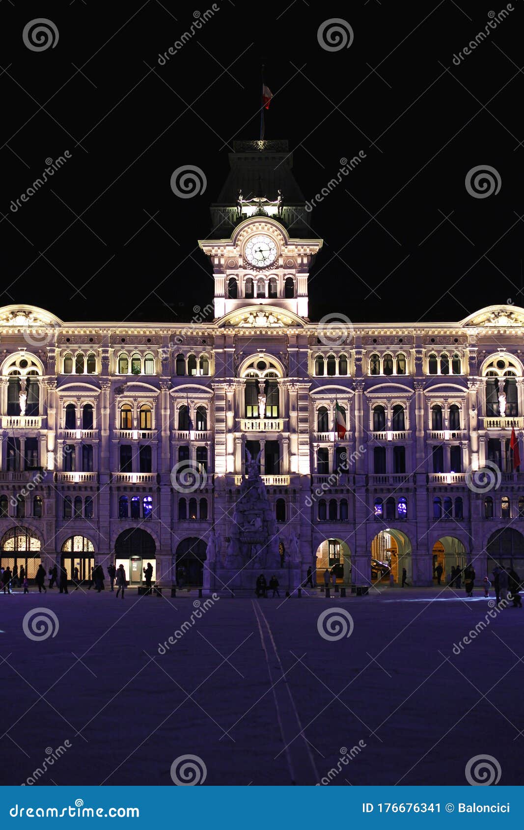 Trieste Night editorial photo. Image of street, winter - 176676341