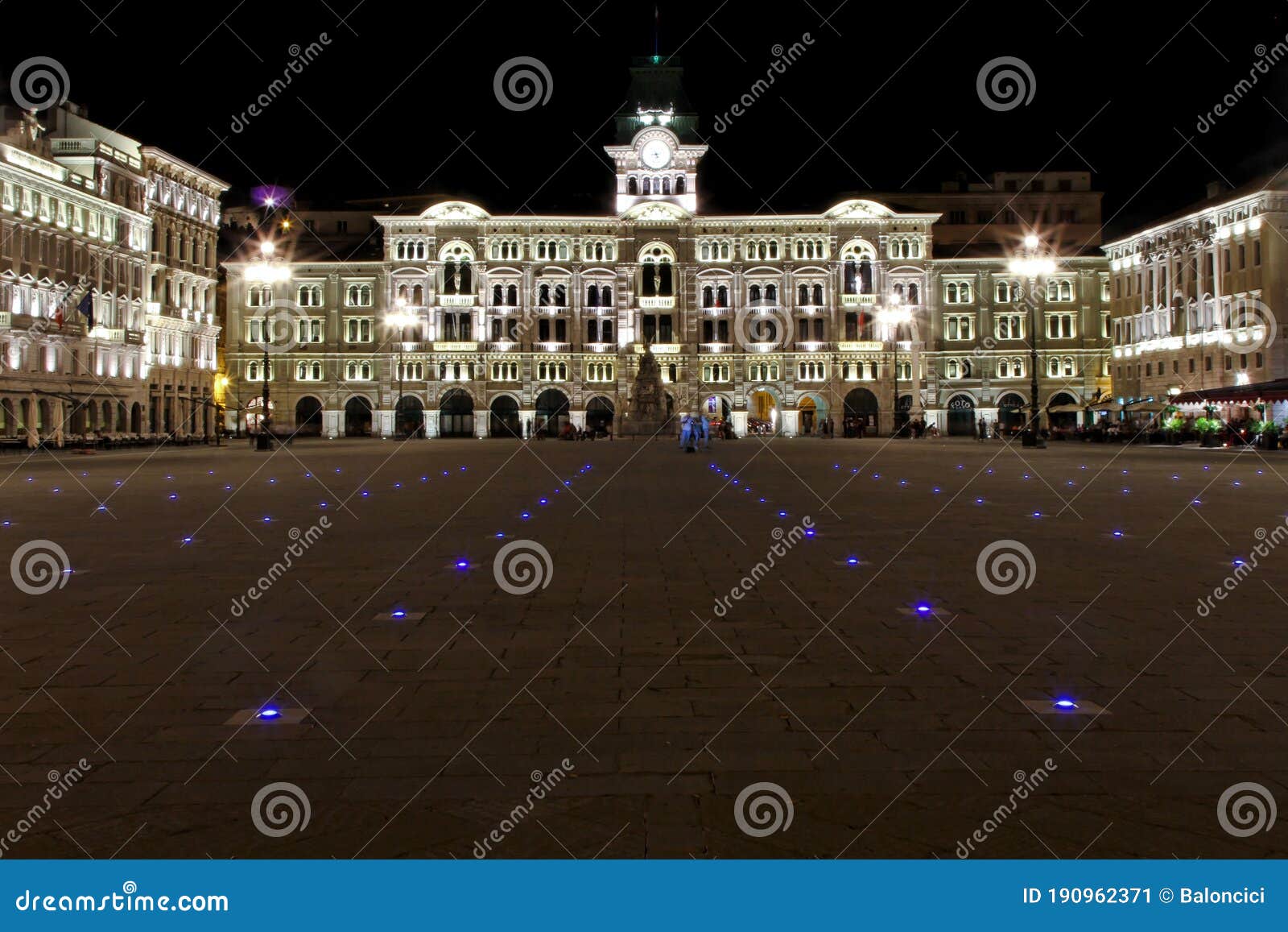 Trieste at Night editorial photo. Image of lights, municipality - 190962371