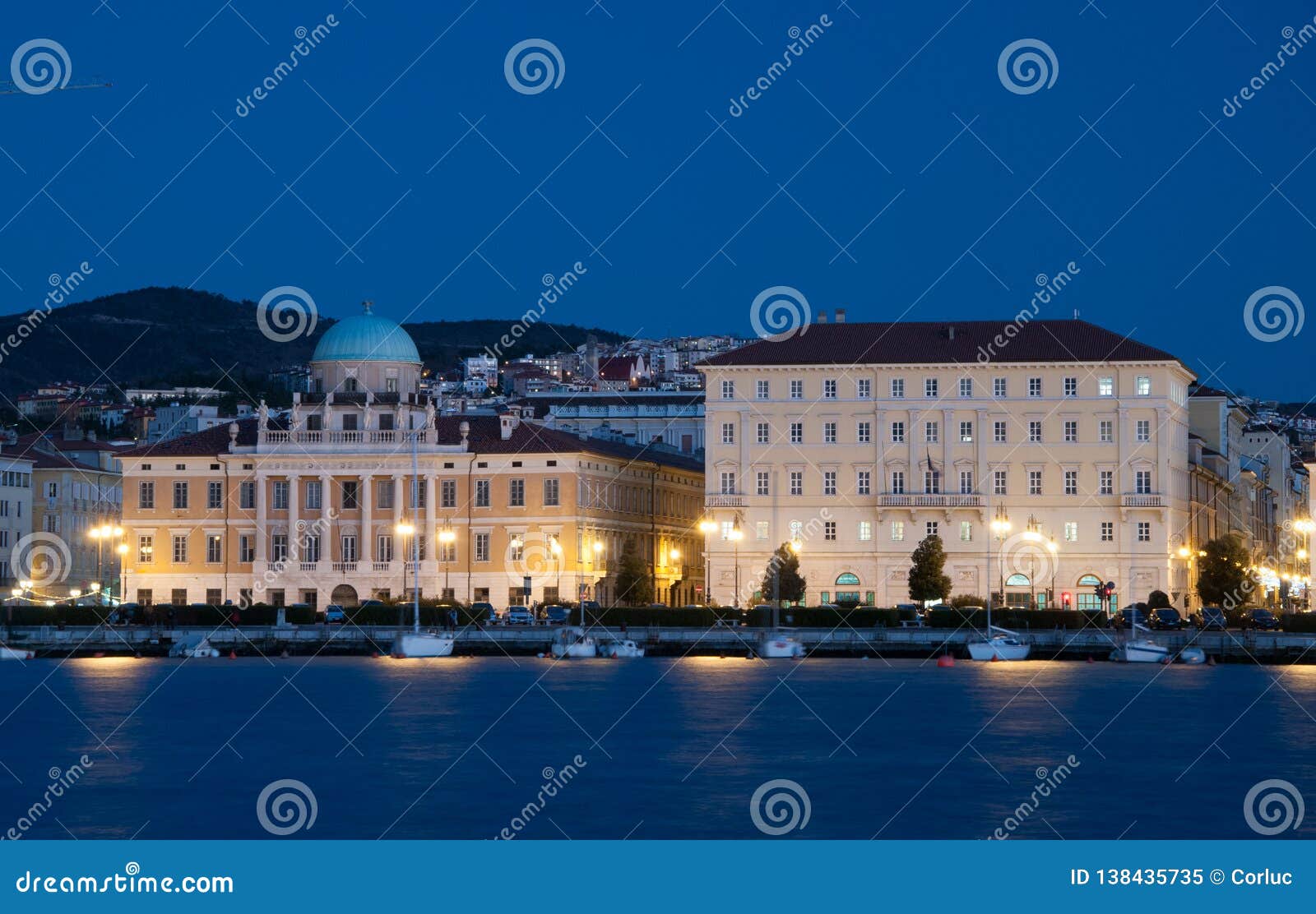 Trieste by night stock image. Image of travel, unity - 138435735
