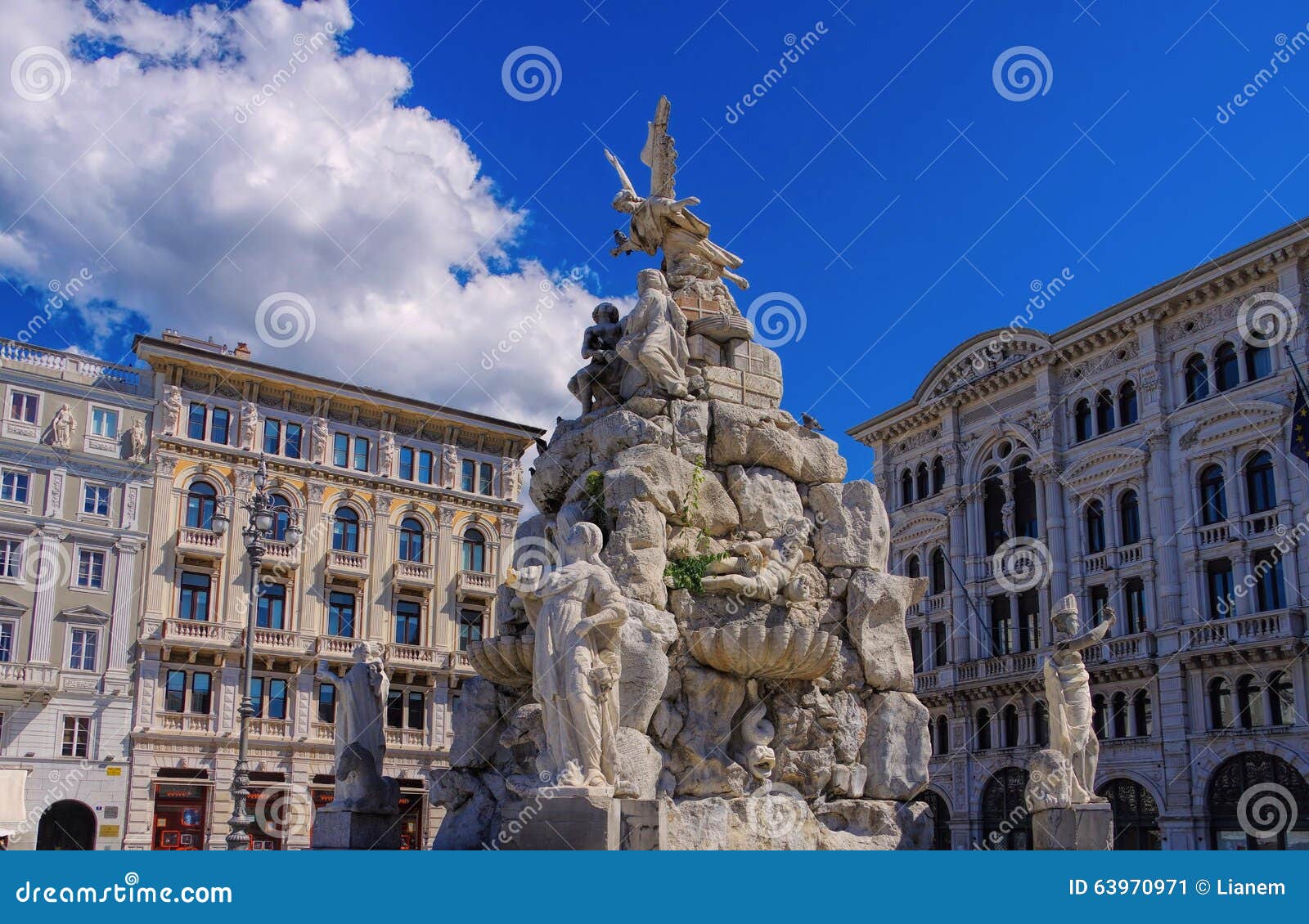 Trieste Piazza Grande well stock image. Image of baroque - 63970971
