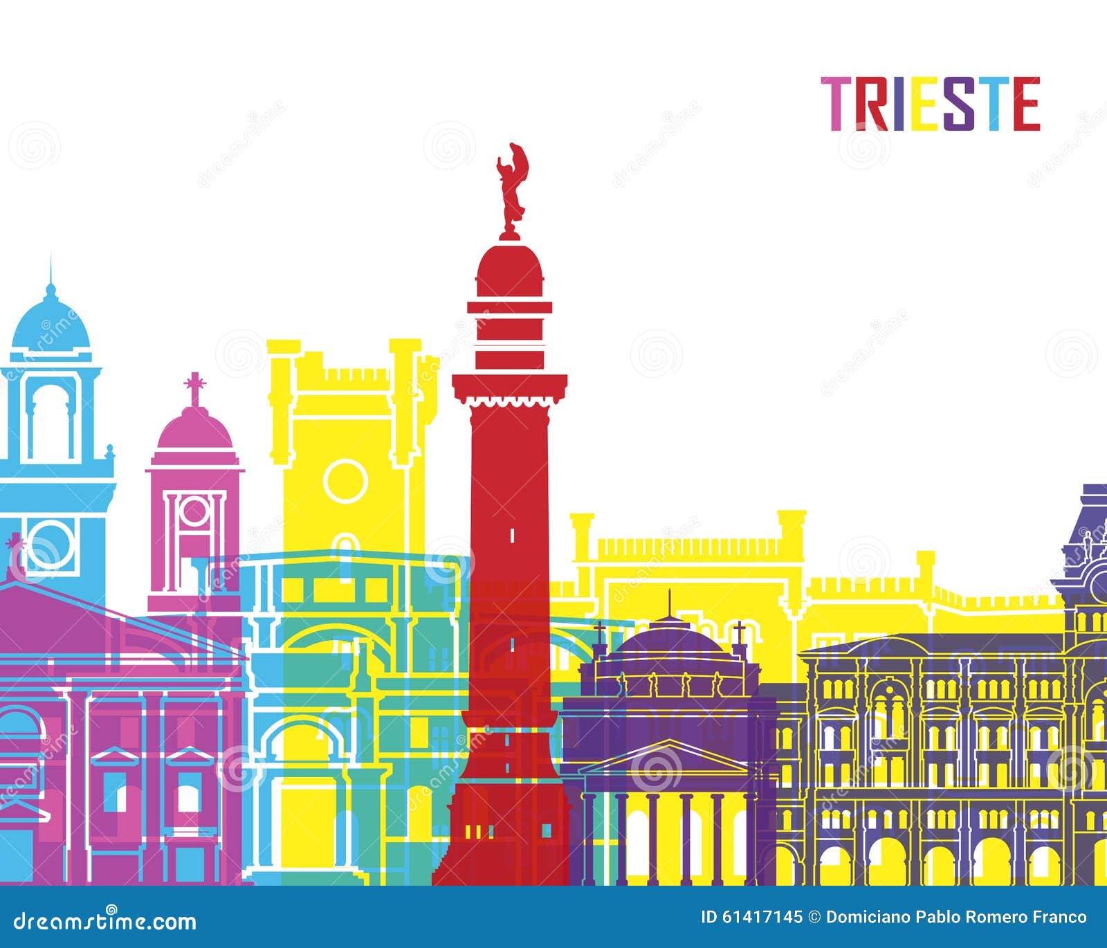 Trieste skyline pop stock vector. Illustration of trieste - 61417145