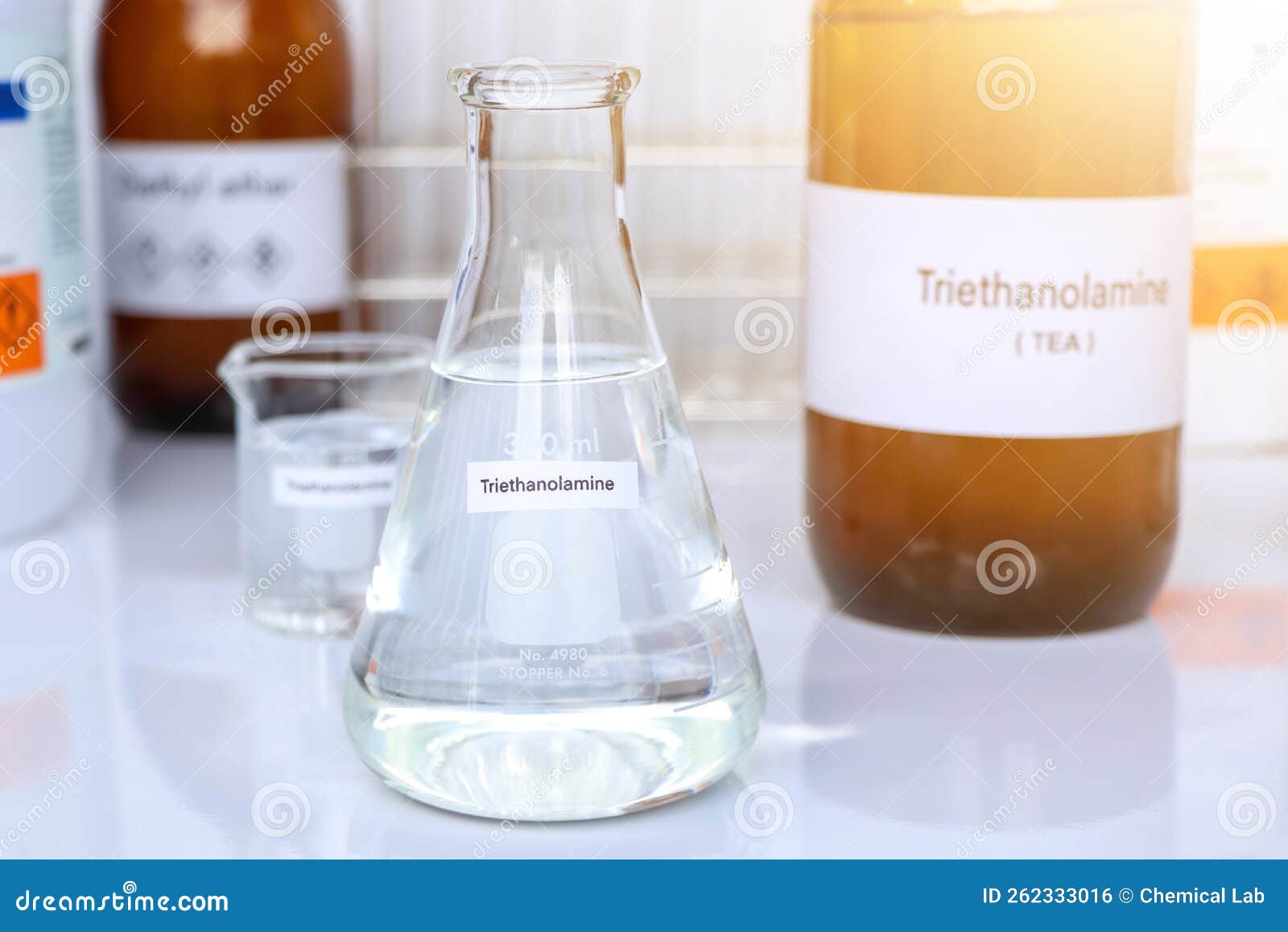 Triethanolamine in Glass, Chemical in the Laboratory Stock Photo ...