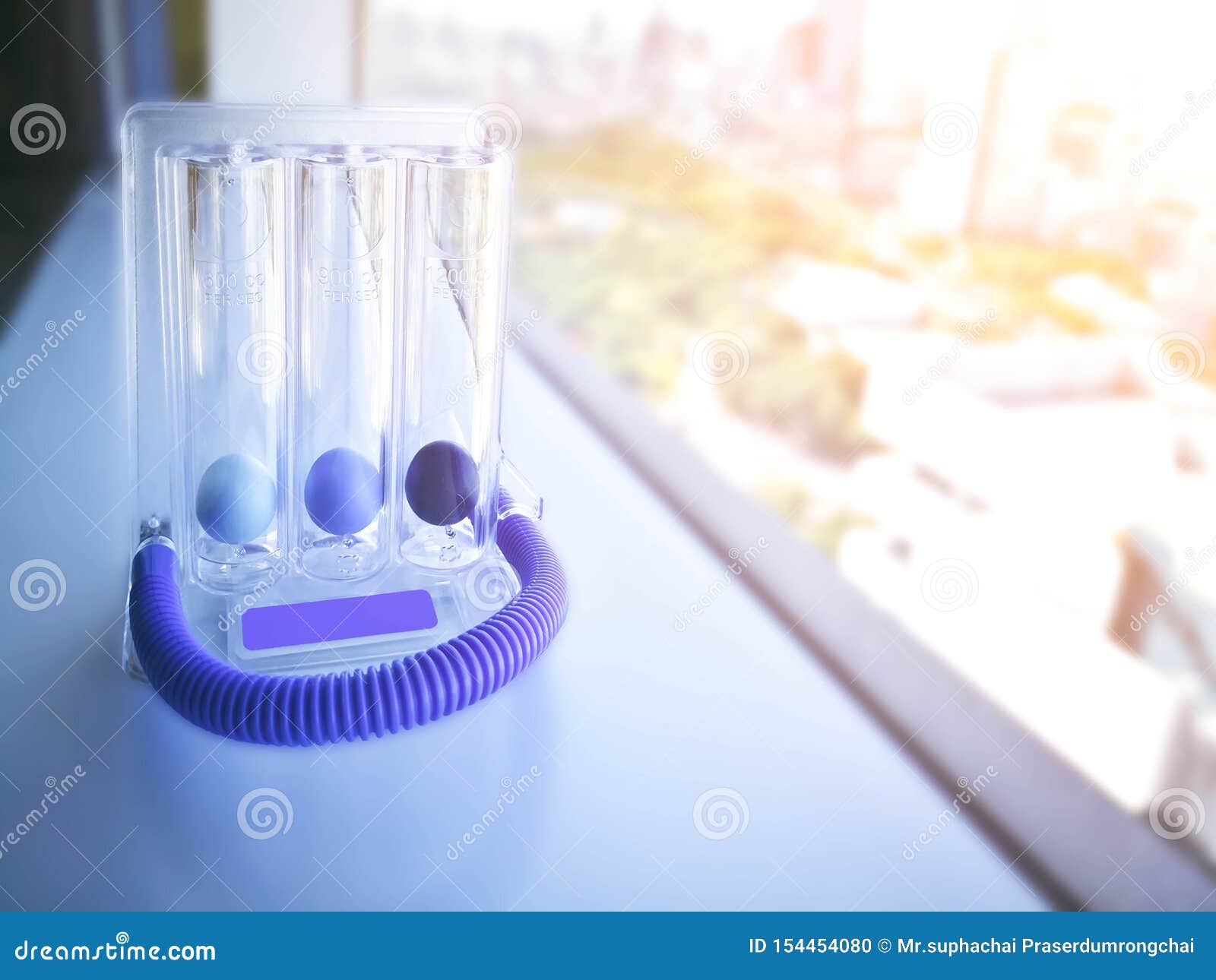 Triflow Incentive Spirometer for Inhalation Exercise Lung. Stock Photo ...