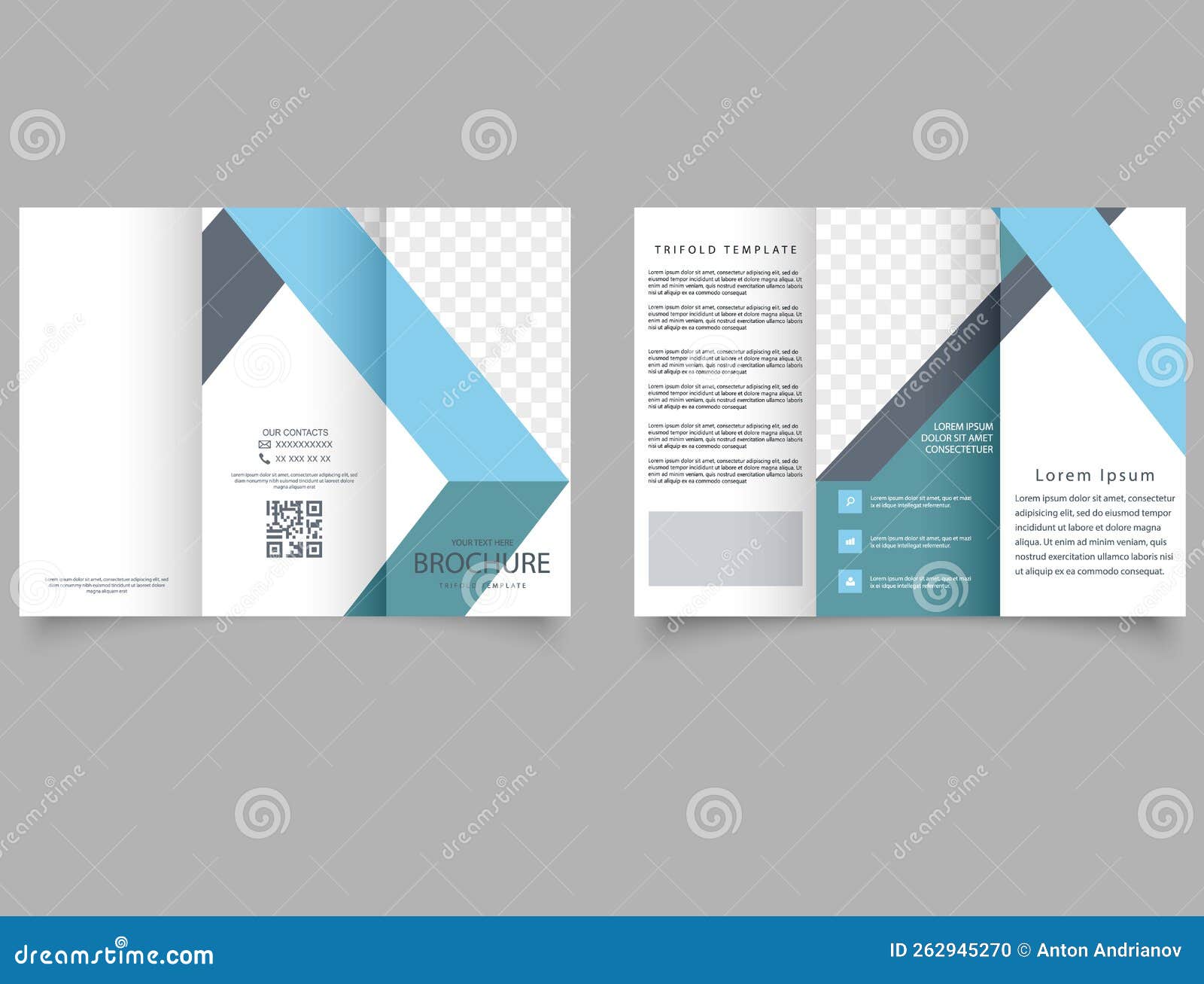 Trifold Brochure with Diagonal Stripes. Vector Template Stock Vector ...