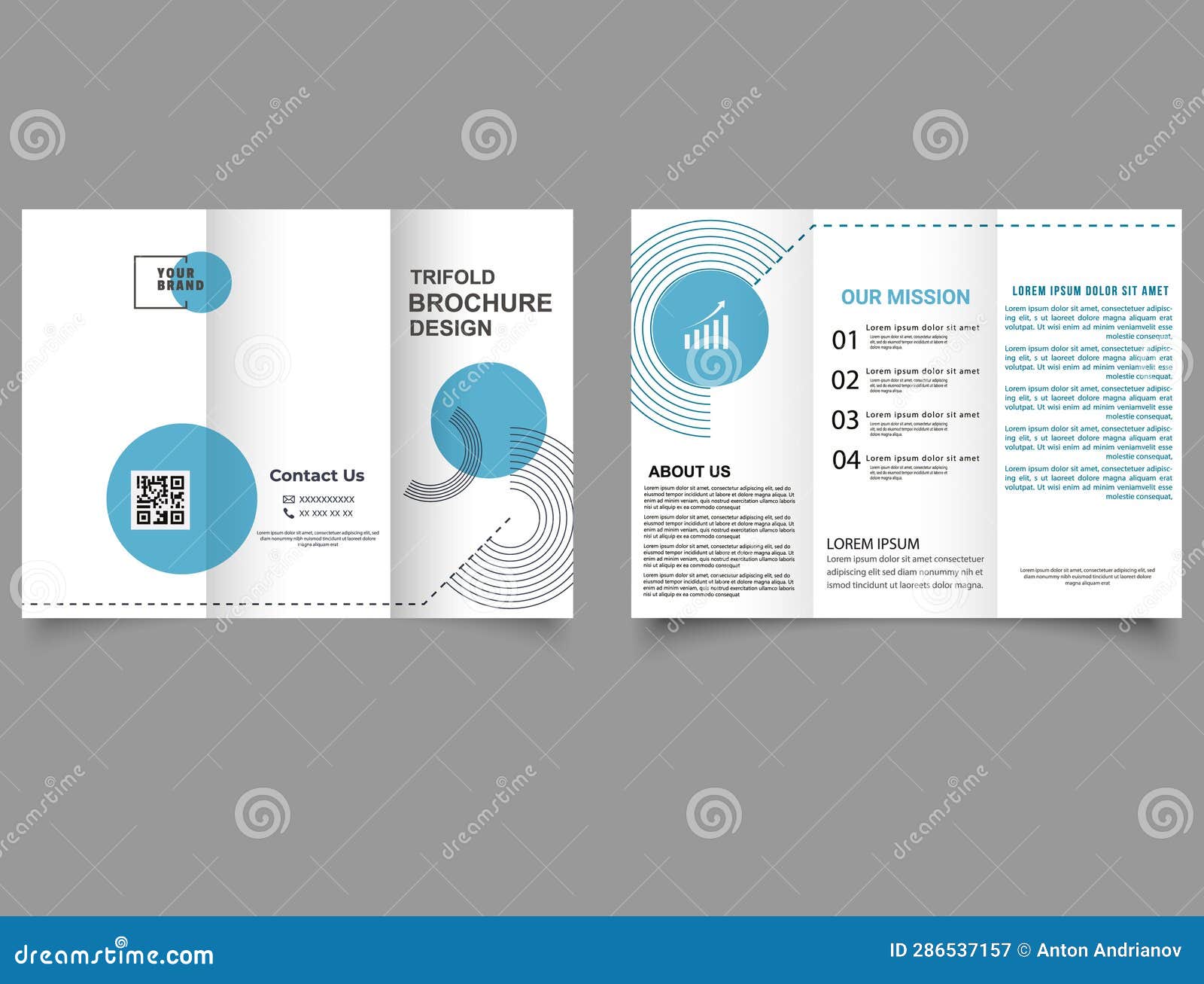 Trifold Brochure with Geometric Elements. Aesthetics of the Risograph ...