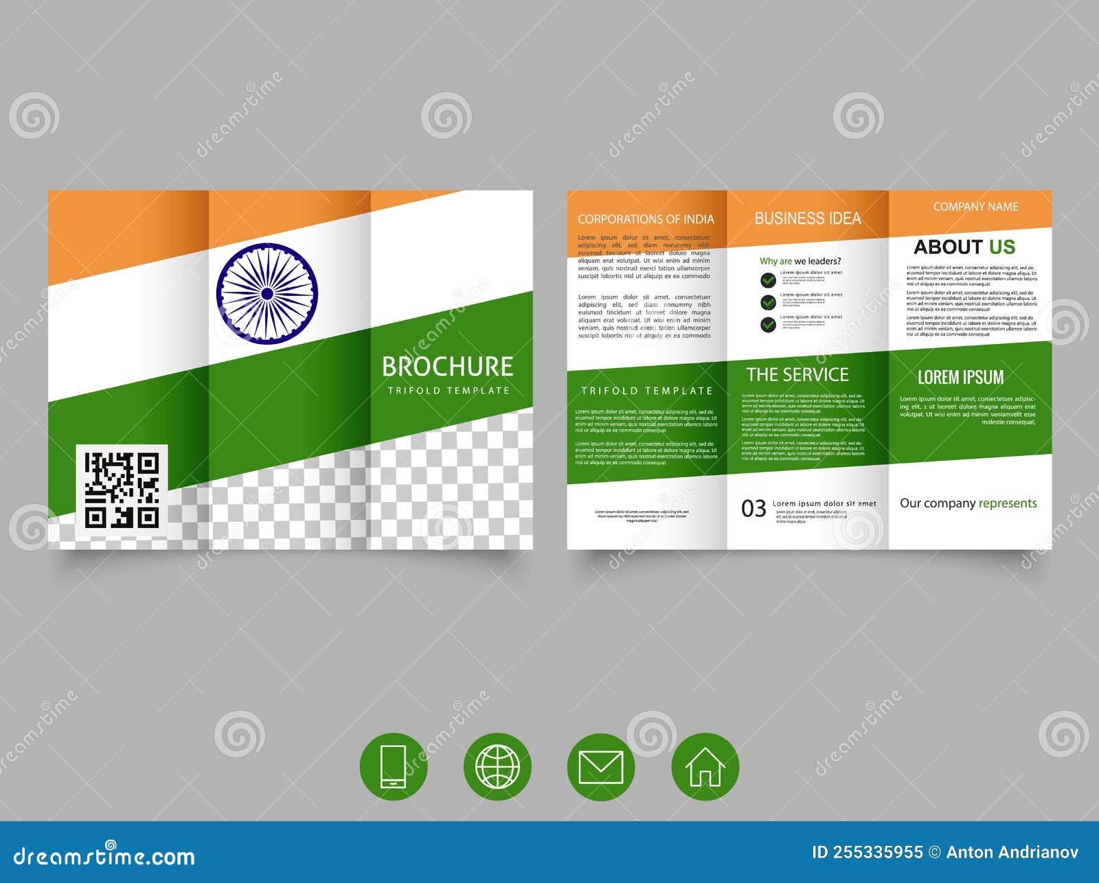 Trifold Brochure with India Flag. Vector Design. Business in India ...