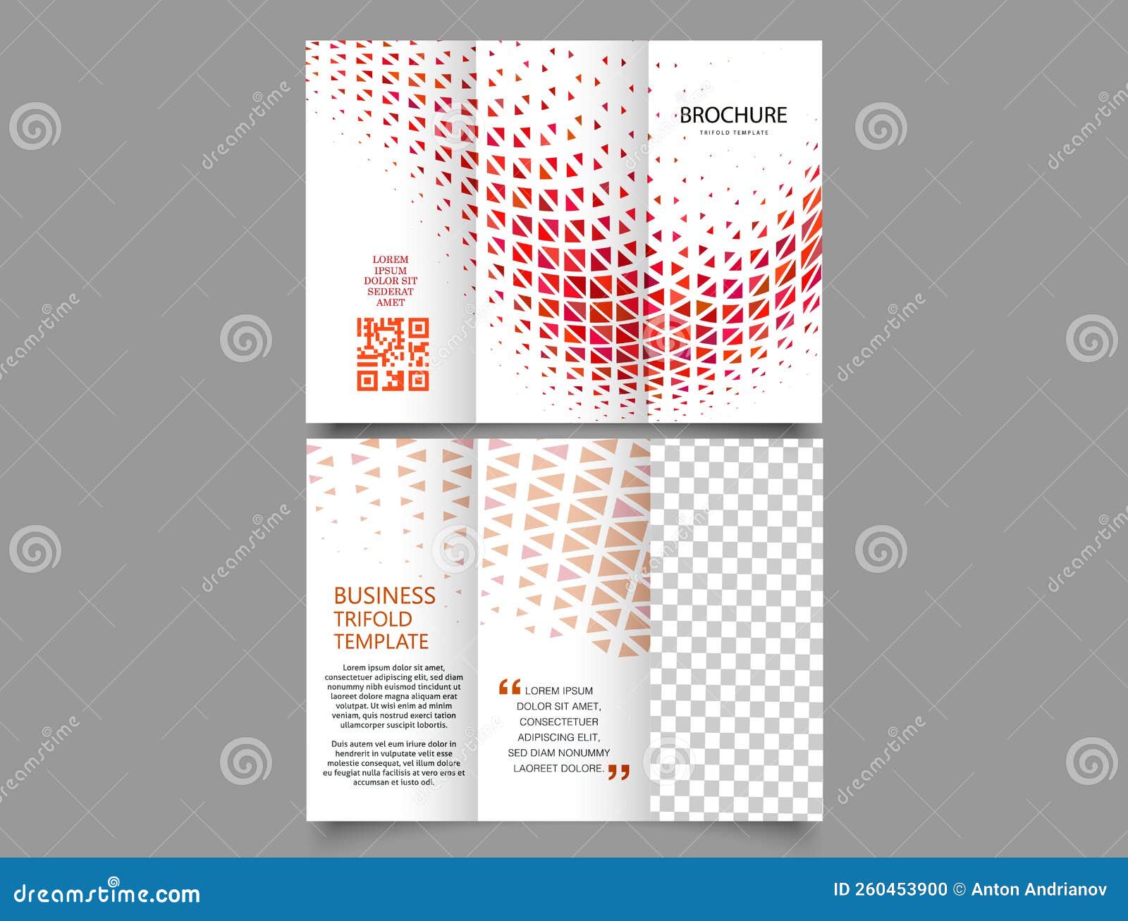 Trifold Brochure with Red Triangles. Low Poly. Flyer for Printing ...