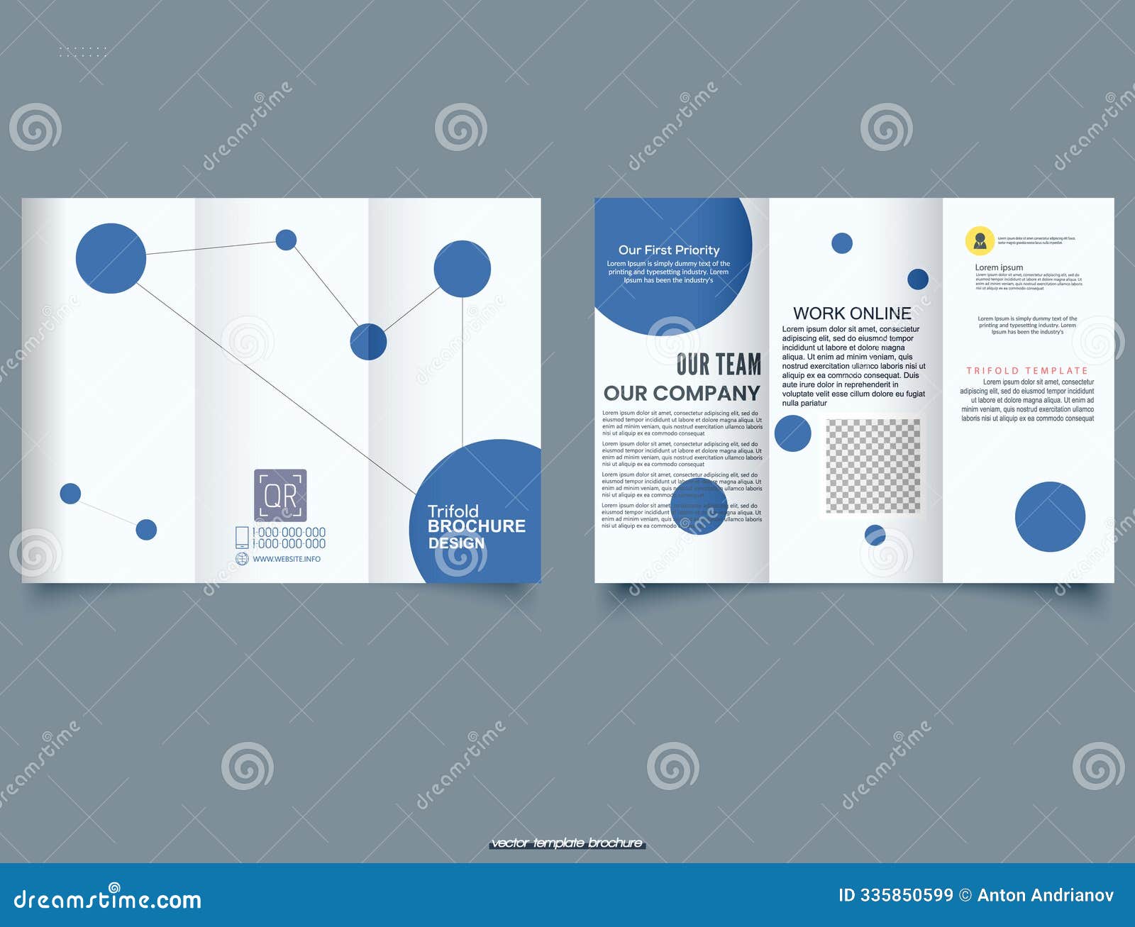 Trifold Brochure Template. Internet Network. Vector Illustration Stock ...