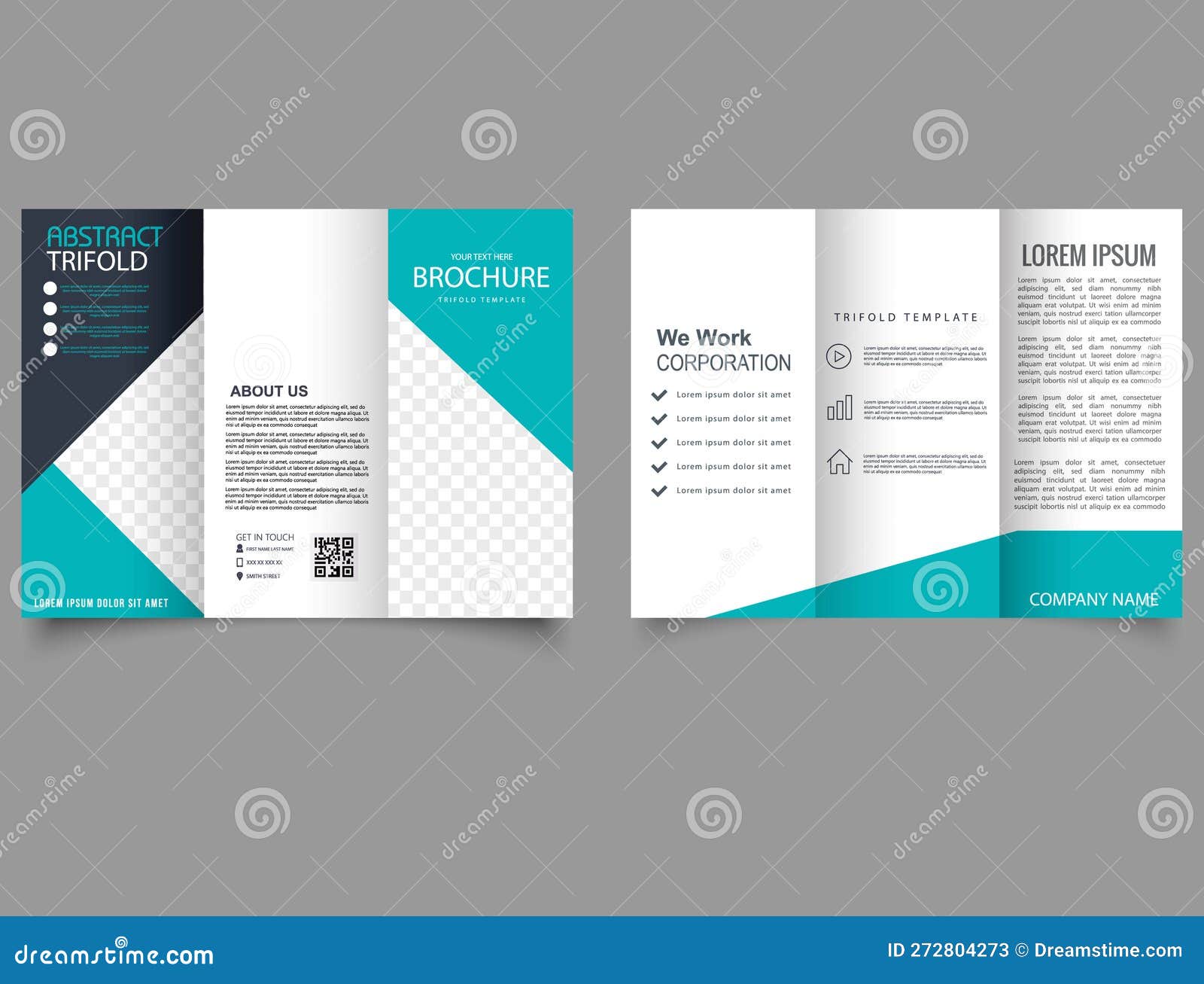 Trifold Brochure with Triangles. Editable Vector Templates with Design ...