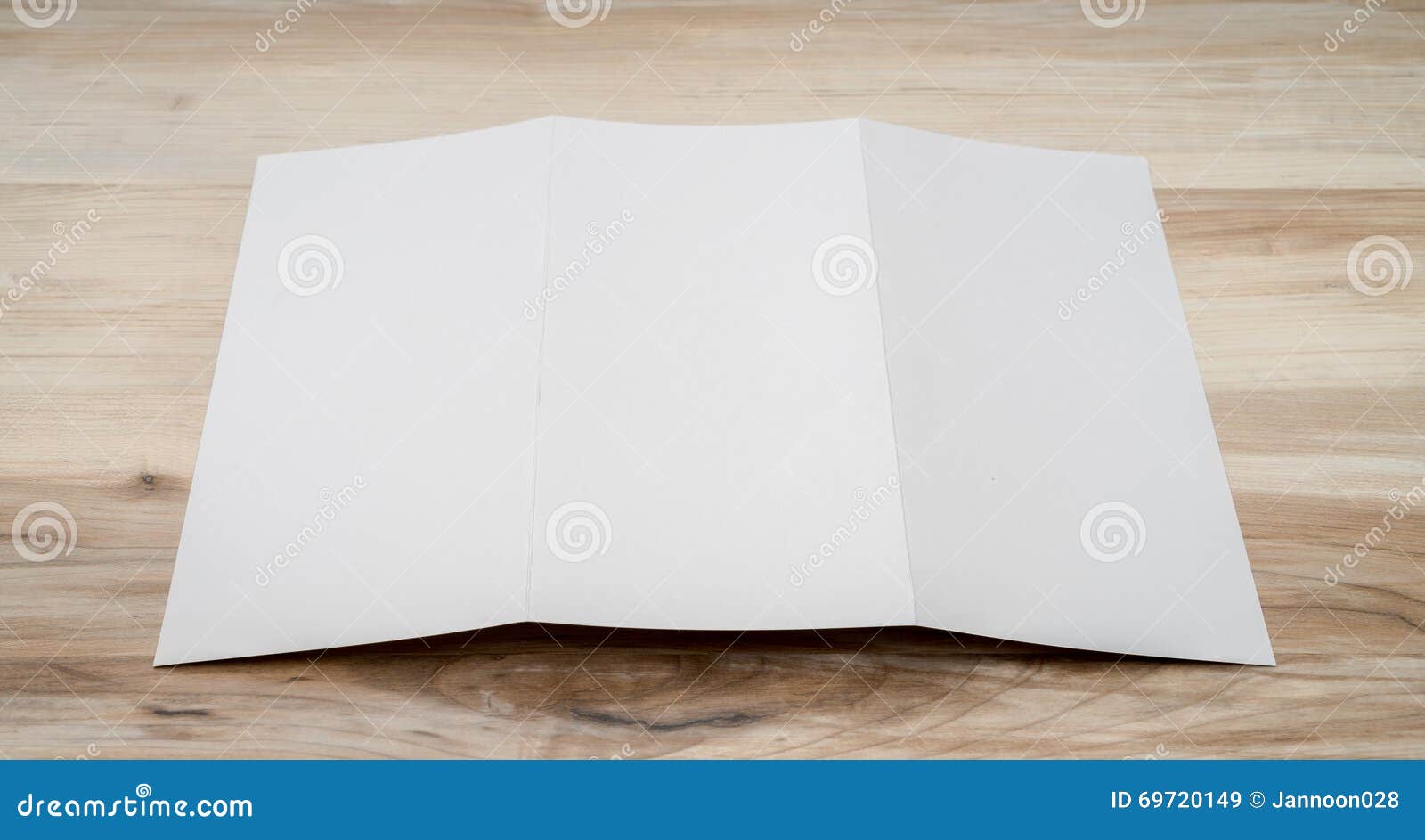 .Trifold White Template Paper on Wood Texture Stock Image - Image of ...